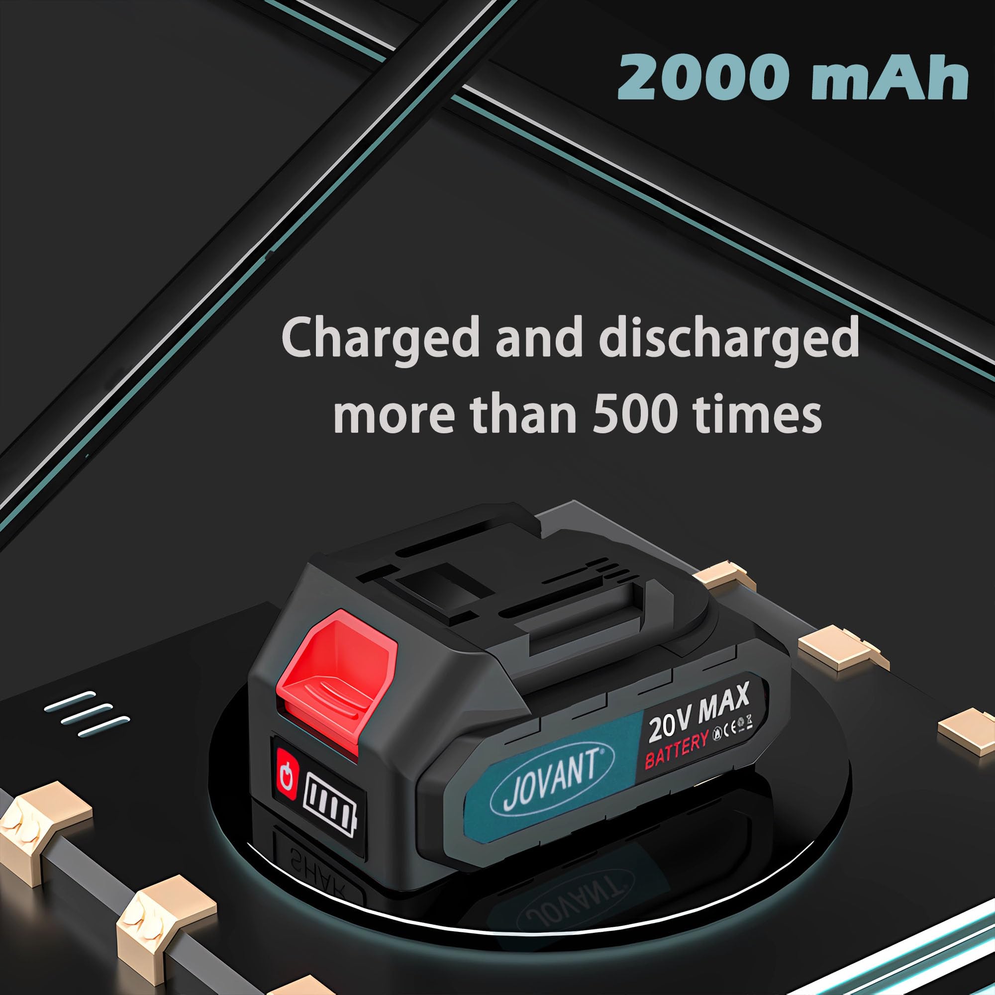 Snapklik.com : Jovant 20V 2.0Ah Battery, 2.0A Lithium Battery Cordless ...