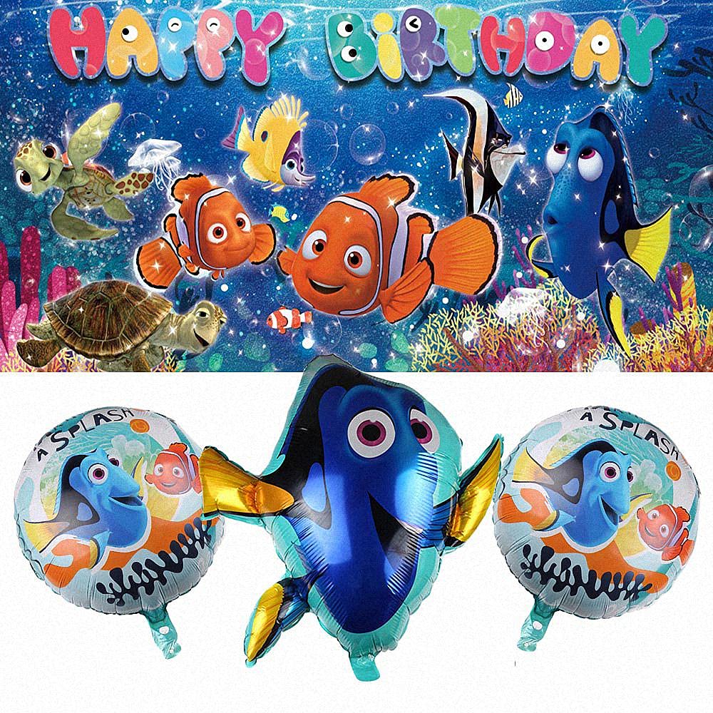 Finding Nemo Party Supplies | Dory | Balloons | For Girls | Banner | Backdrop | Birthday | Boys ...