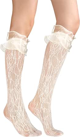 Amazon.com: Benefeet Sox Fishnet Knee High Socks Women Girls White Fish ...