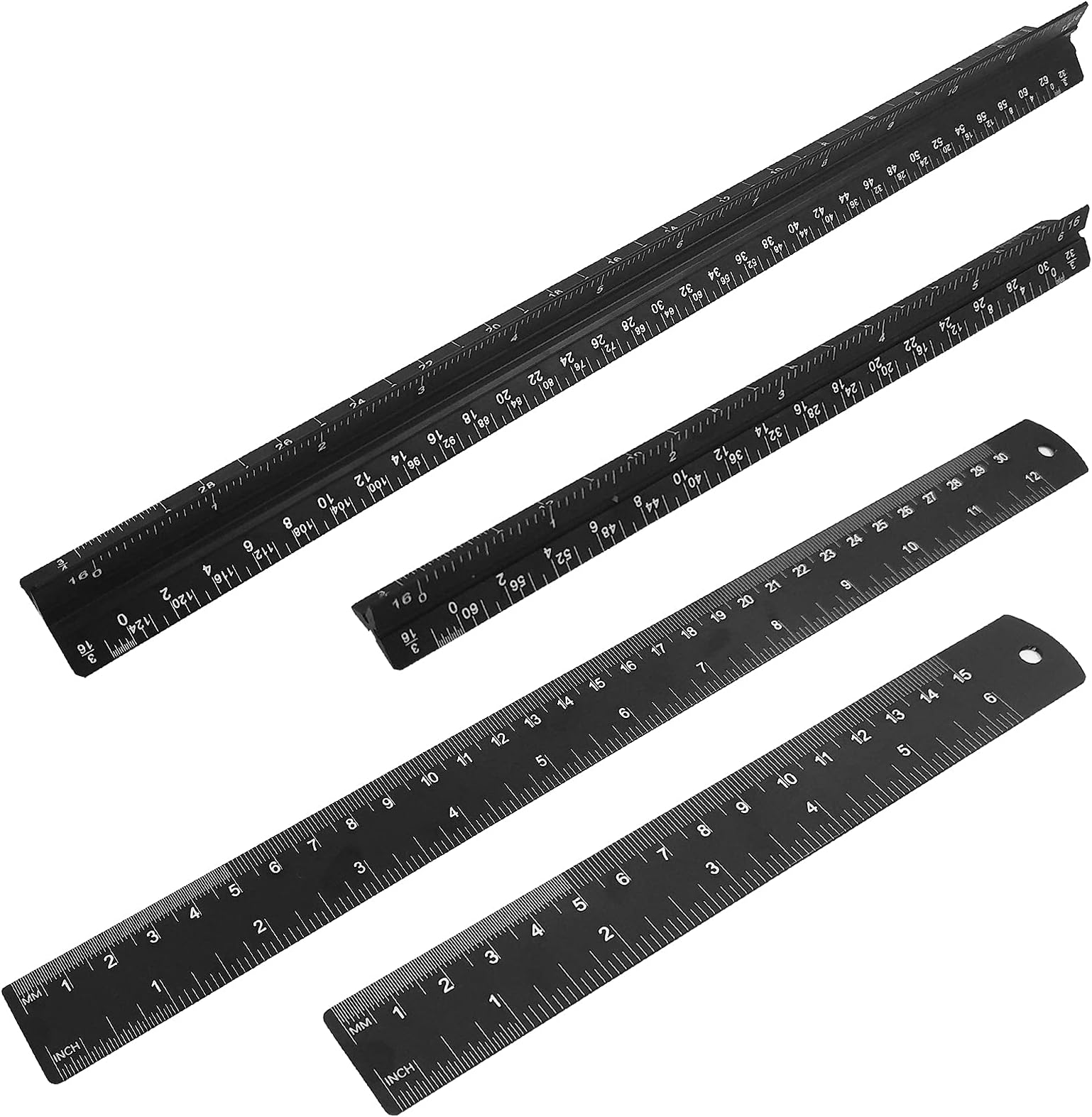 OwnMy 3 Pack 30CM Solid Aluminum Triangular Architect Scale Ruler Set ...