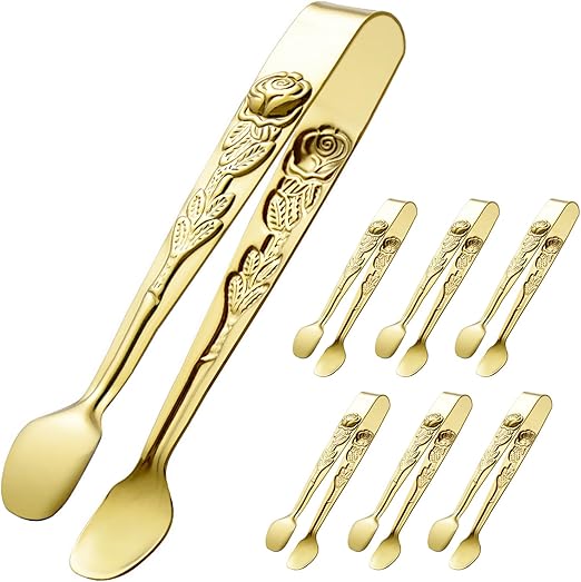Amazon.com: HINMAY 6PCS Mini Serving Tongs 5-Inch Small Rose Sugar Cube ...