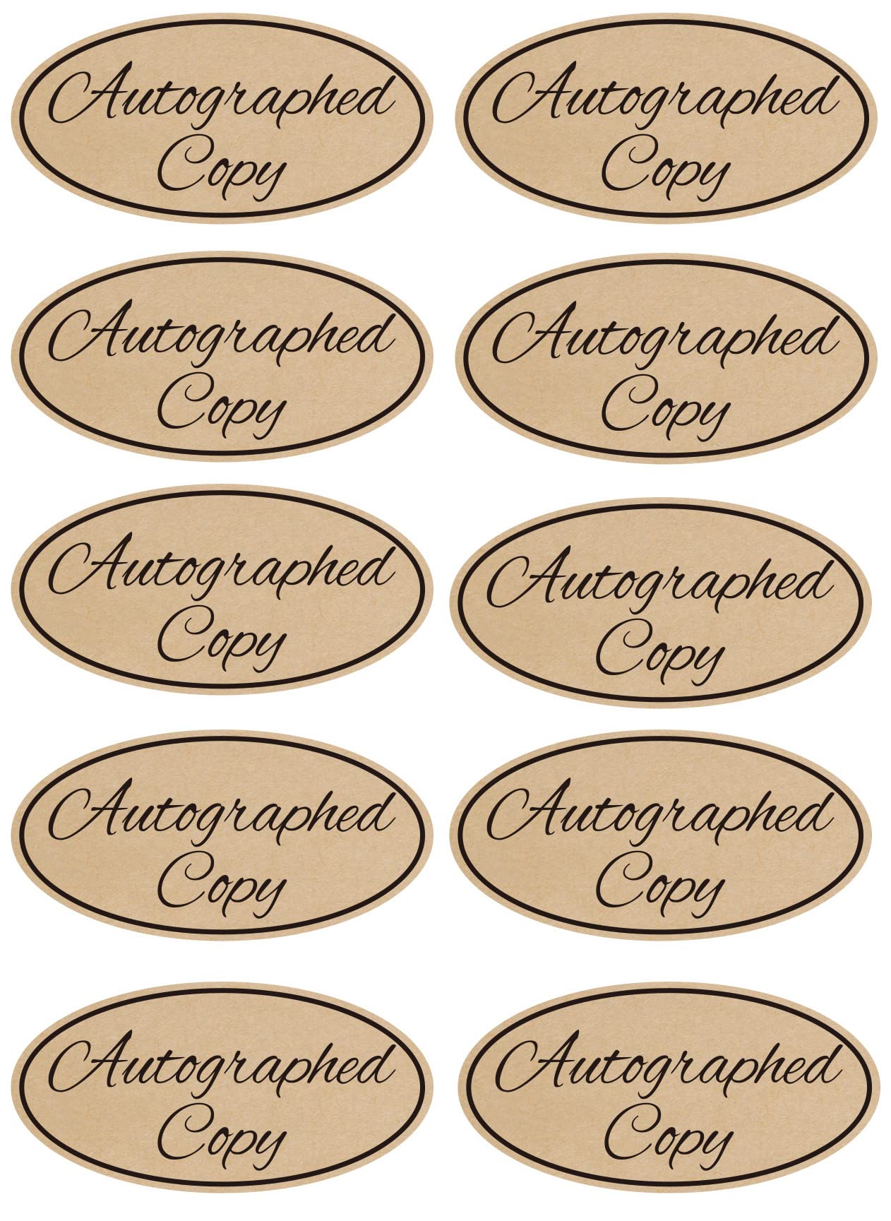Amazon.com: 1x2 inch 500pcs Oval Brown Autographed Copy Stickers for ...