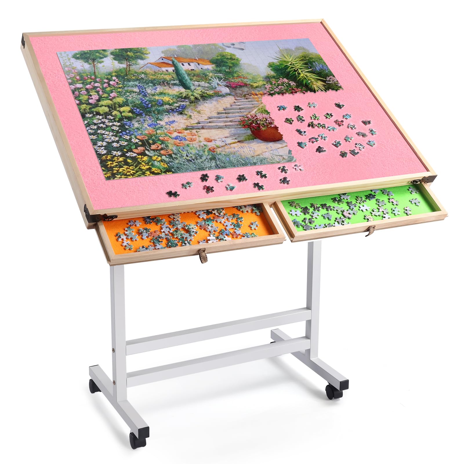 Wooden Jigsaw Puzzle Table for Adults and Kids,Portable Folding Puzzle ...