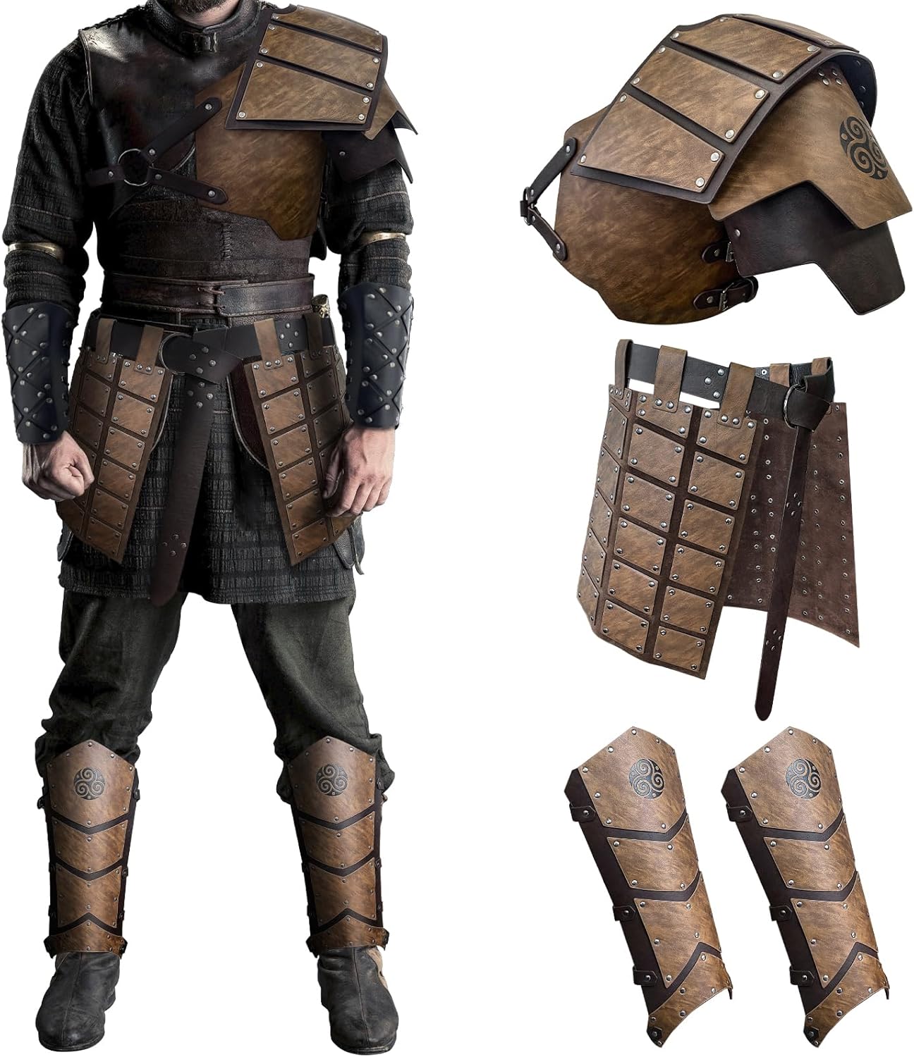 Amazon.com: HiiFeuer Medieval Faux Leather Single Pauldron Shoulder ...