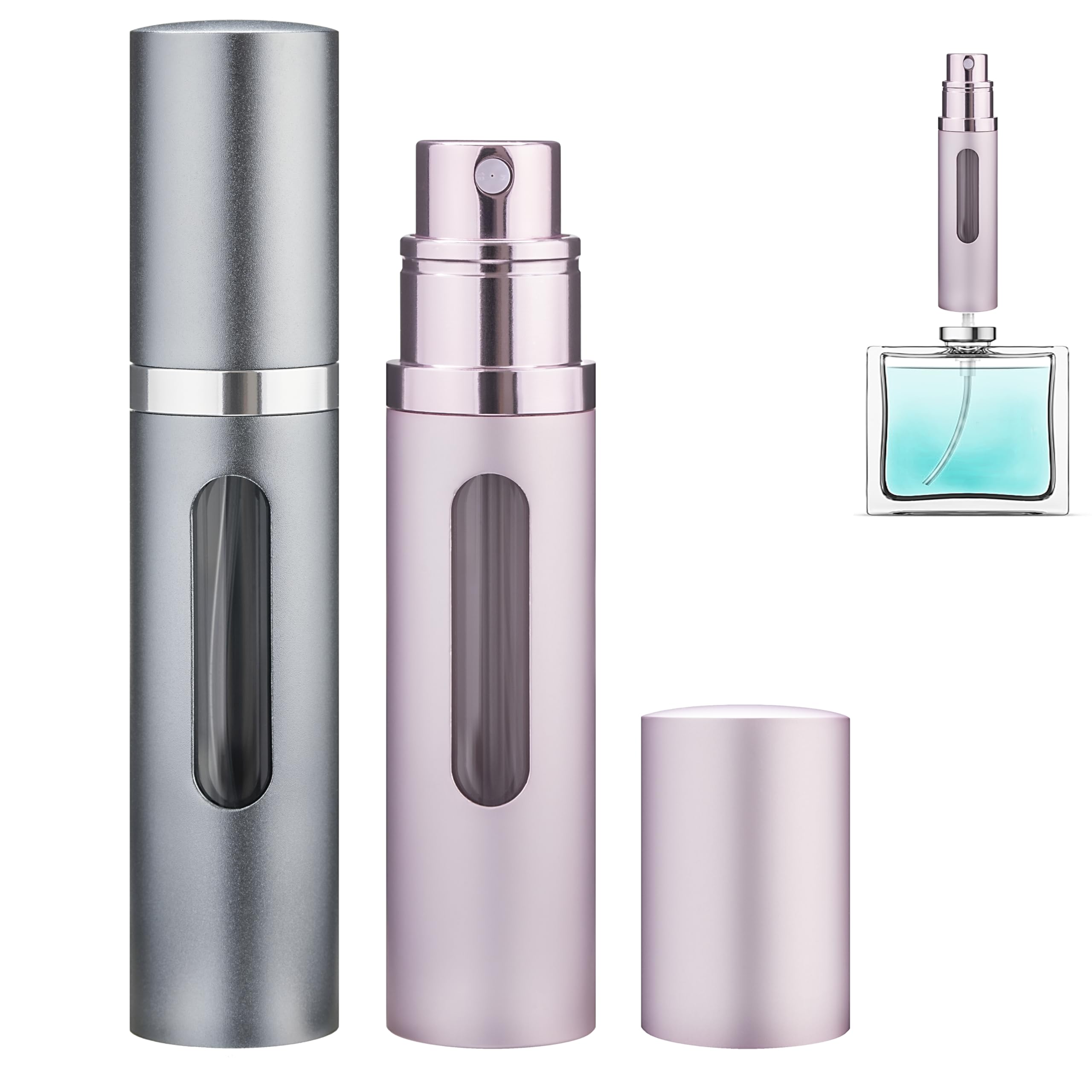 Perfume Atomiser Travel Spray Bottle - Qavhun 2-Pack 5ml Leakproof ...