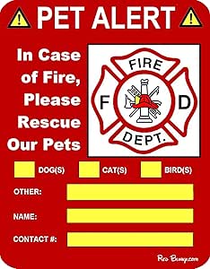 Amazon.com: Pet Alert In Case of Fire, Please Rescue Our Pets (V2) 6 ...