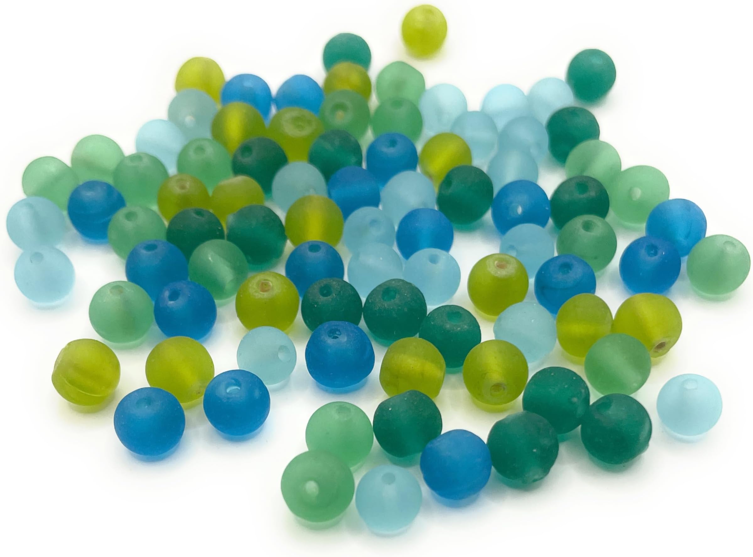 Amazon.com: Handmade Small Mixed Blue and Green Sea Glass Beads with ...