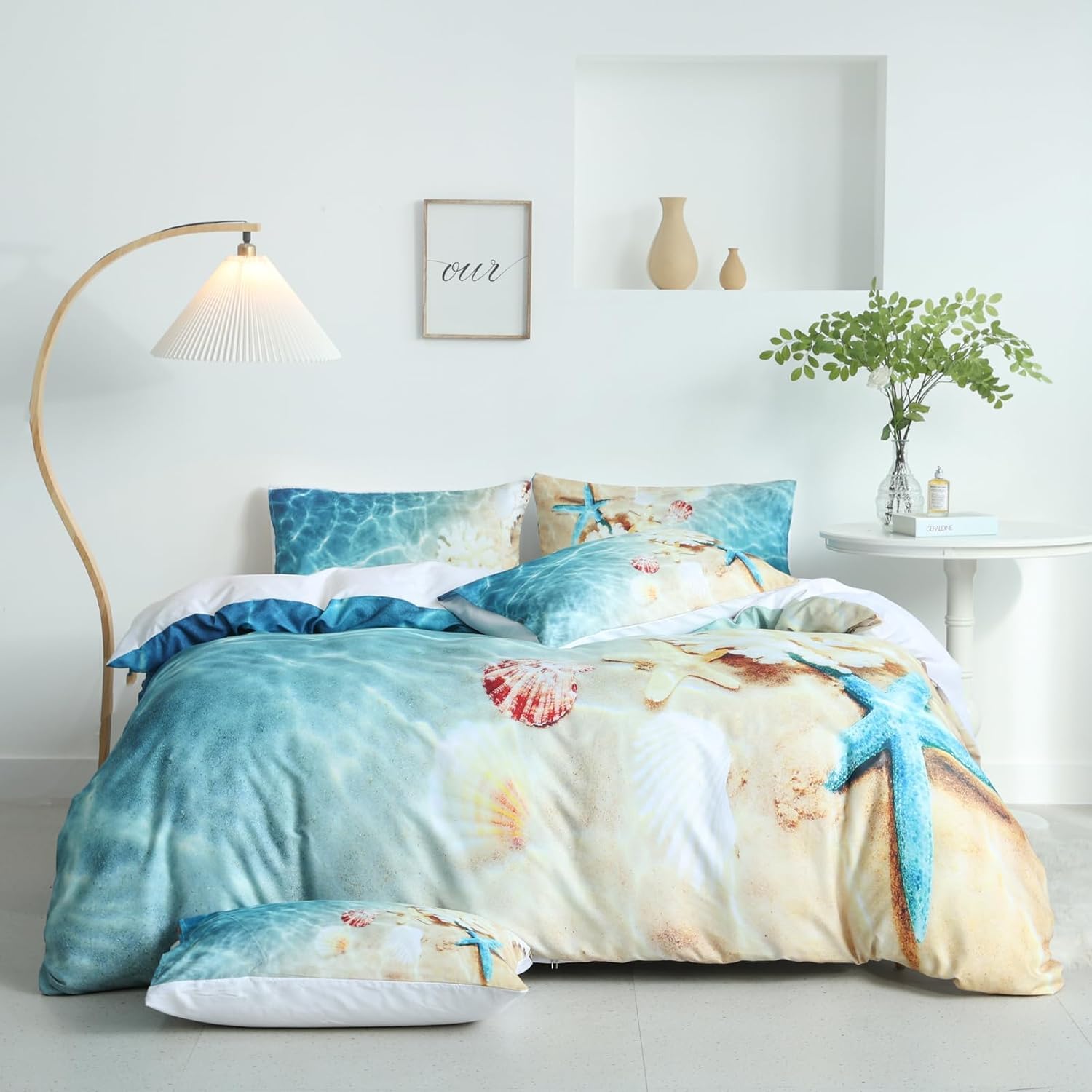 Amazon.com: BUPIRD Beach Comforter Print Queen Size Soft 3 Pieces ...