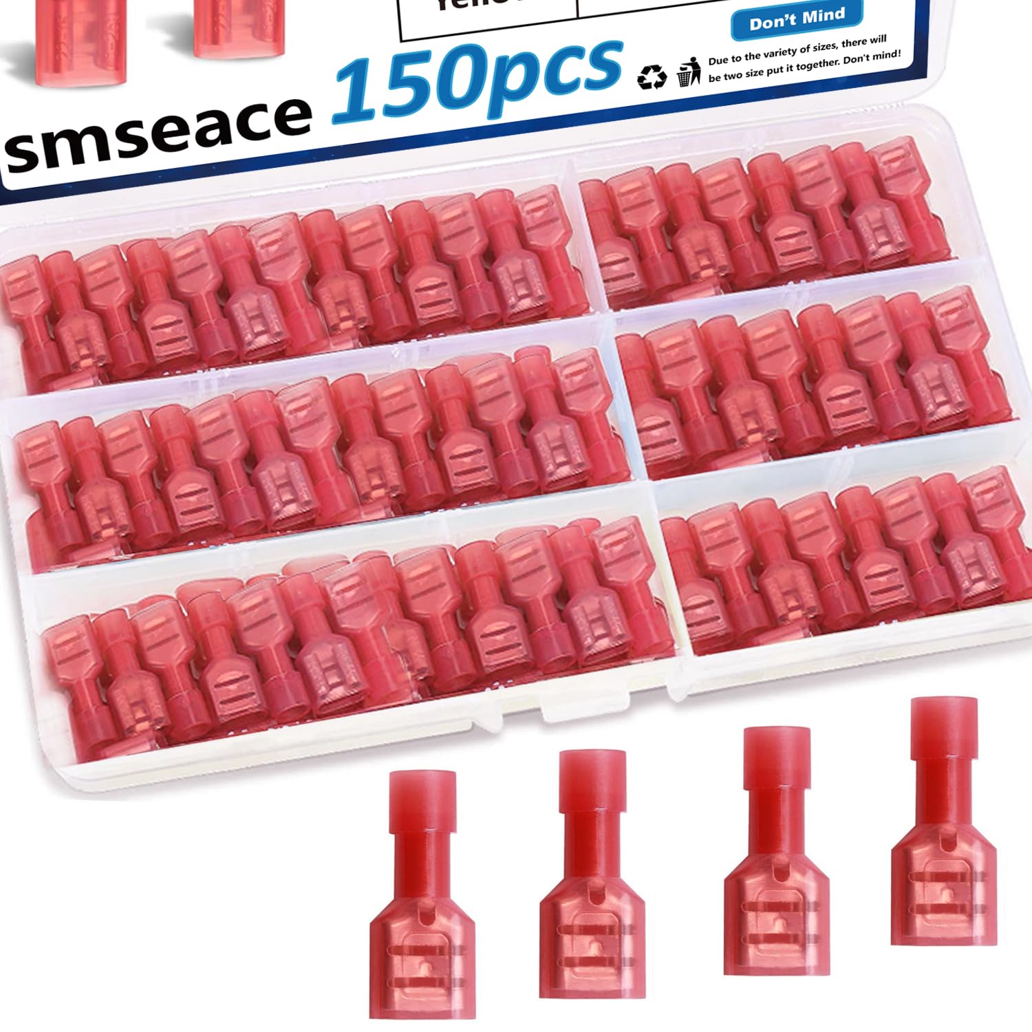 Snapklik.com : Smseace 150Pcs Female Spade Connector 22-16AWG Nylon ...