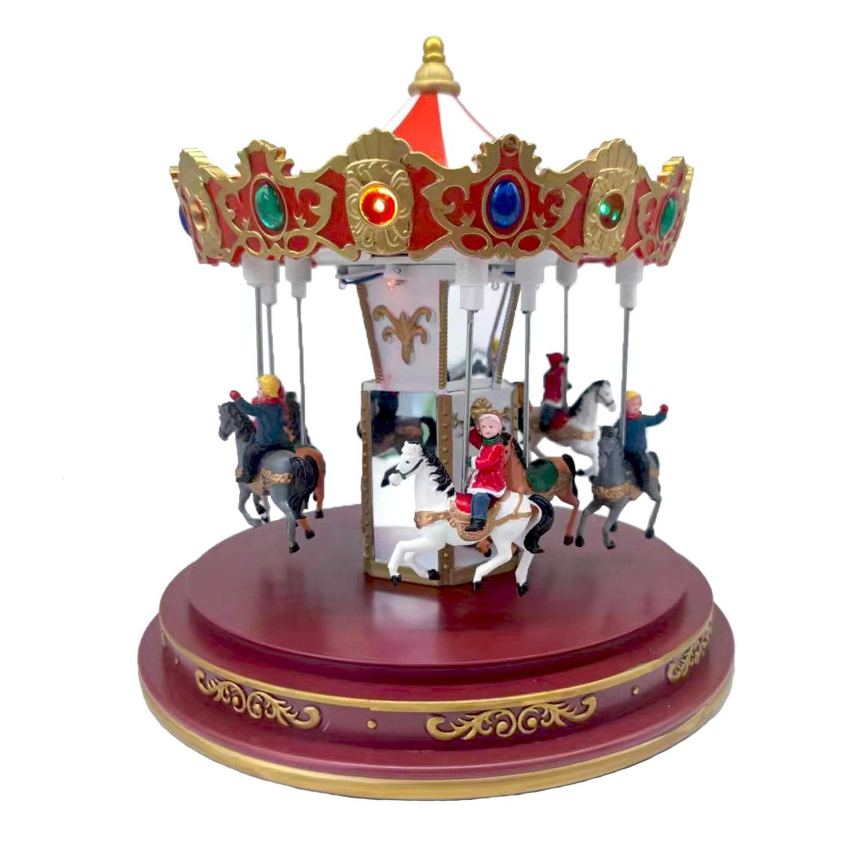Amazon.com: oclchnilx Christmas Village Carousel Decoration Multicolor ...