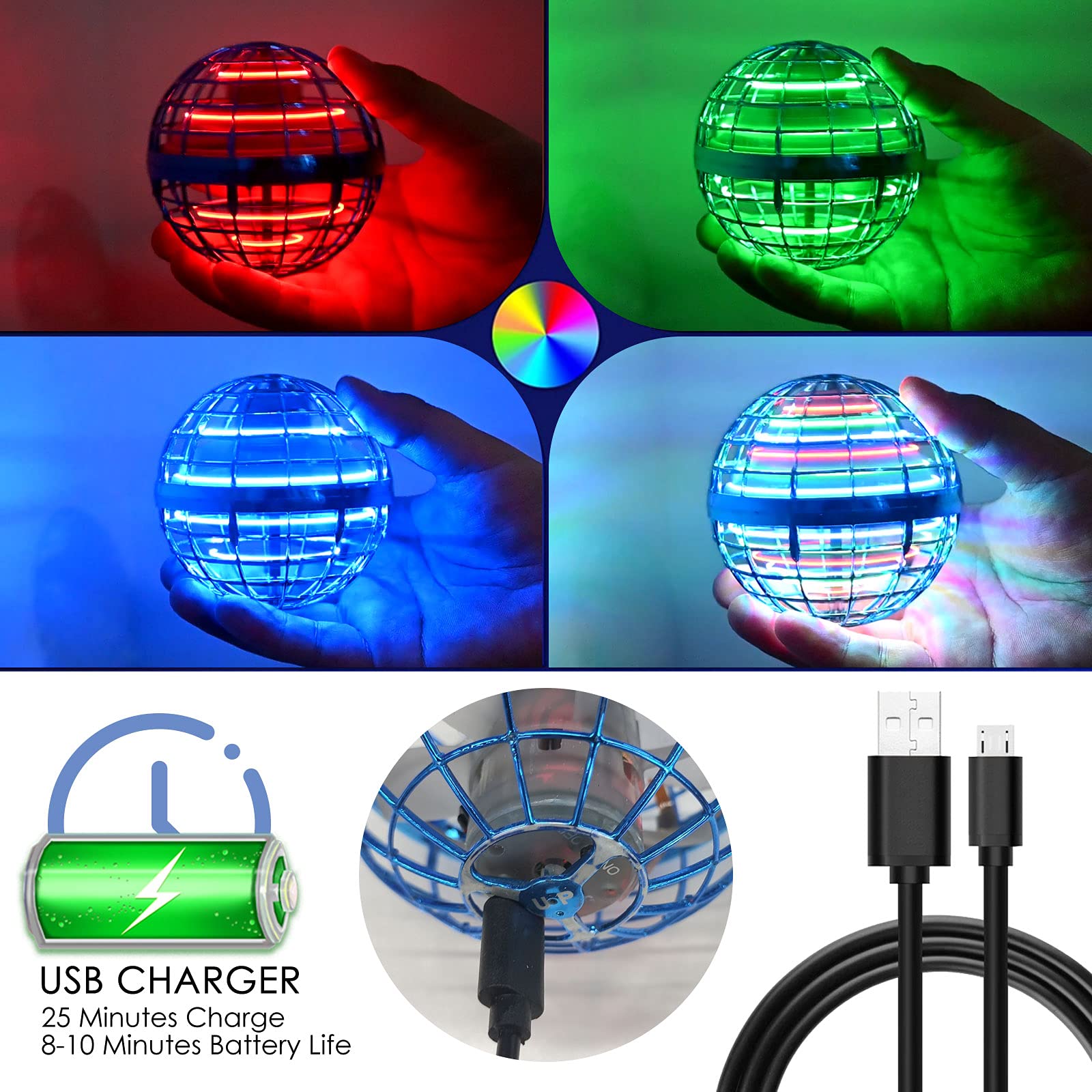 2021 Upgraded Flying Orb, Flying Ball Toys, Howcode Globe Shape Magic ...