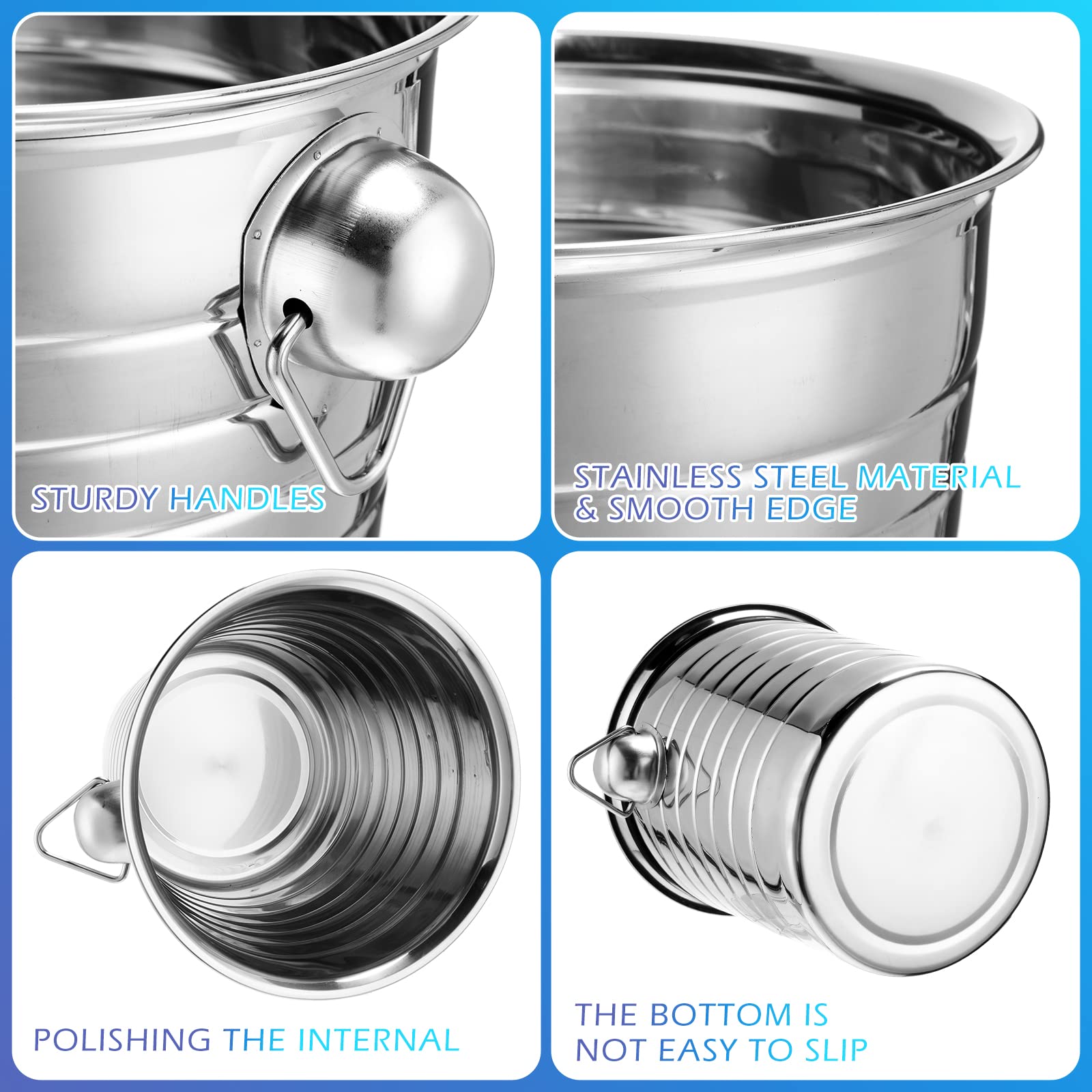 8 Pack Champagne Buckets Stainless Steel Ice Buckets with Handles Wine ...