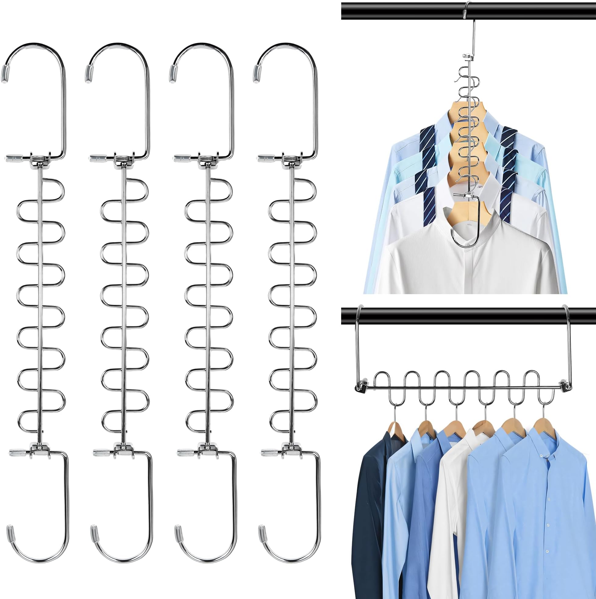 Amazon.com: 10 Pack Hangers Space Saving,Stainless Steel Chain Clothes ...