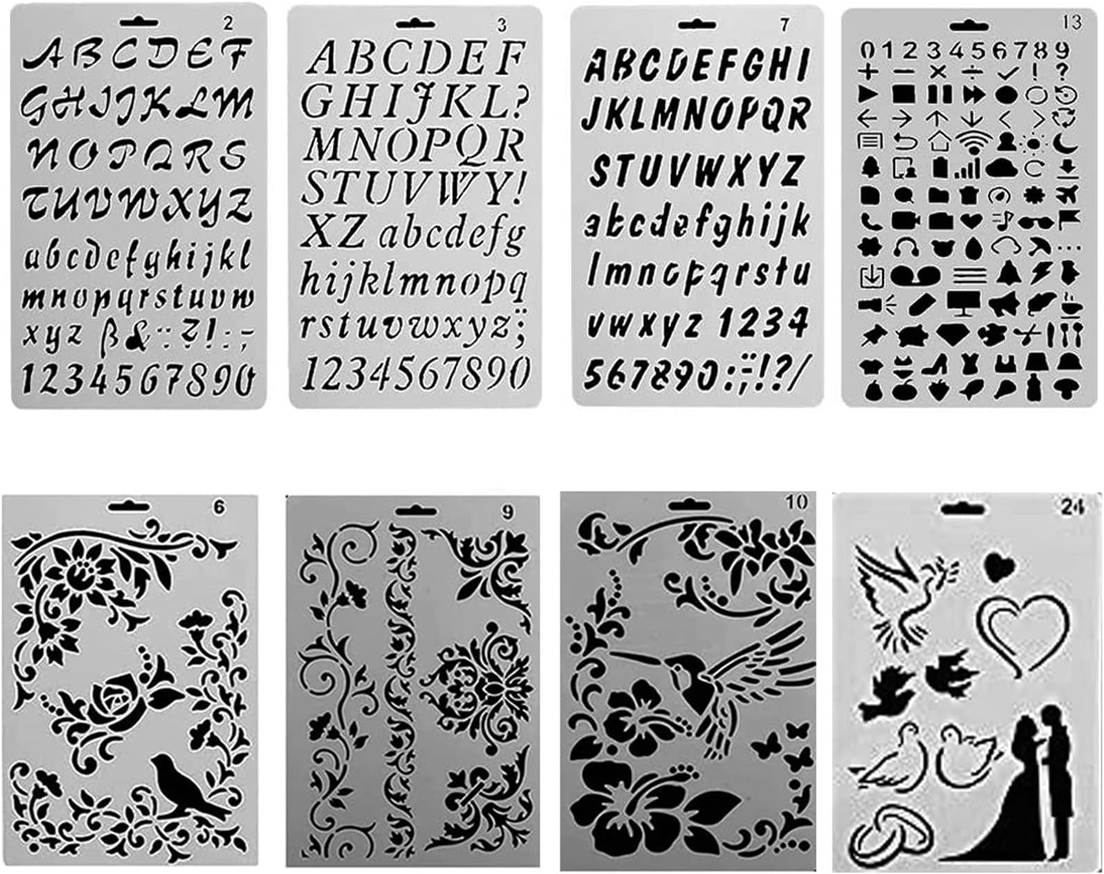 8Pcs Plastic Letter Stencil, Alphabet Stencils Plastic Lettering Number ...