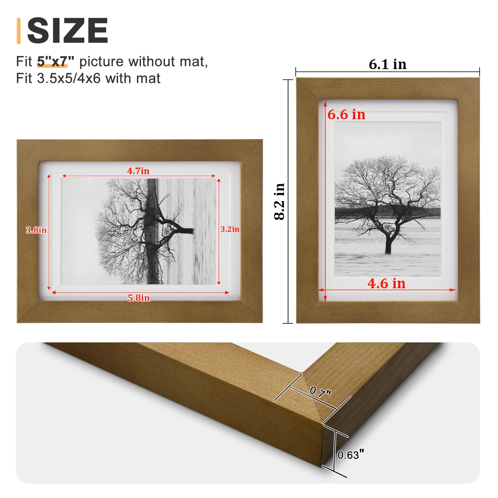 Snapklik.com : Egofine 5x7 Picture Frame Made Of Solid Wood