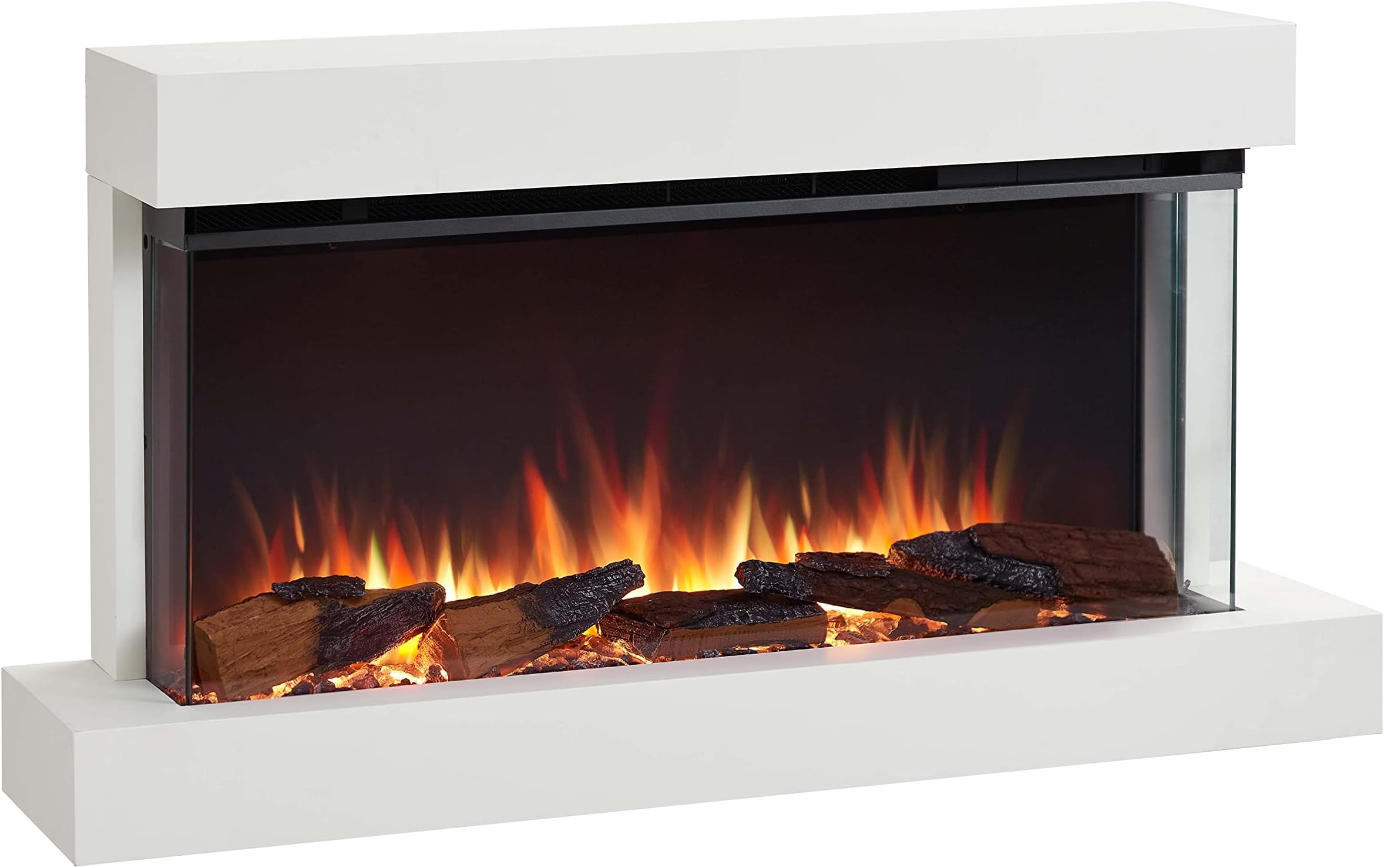 FLAMME Knighton 150cm/59" 3-Sided Electric Media Wall Fire, Recessed TV ...