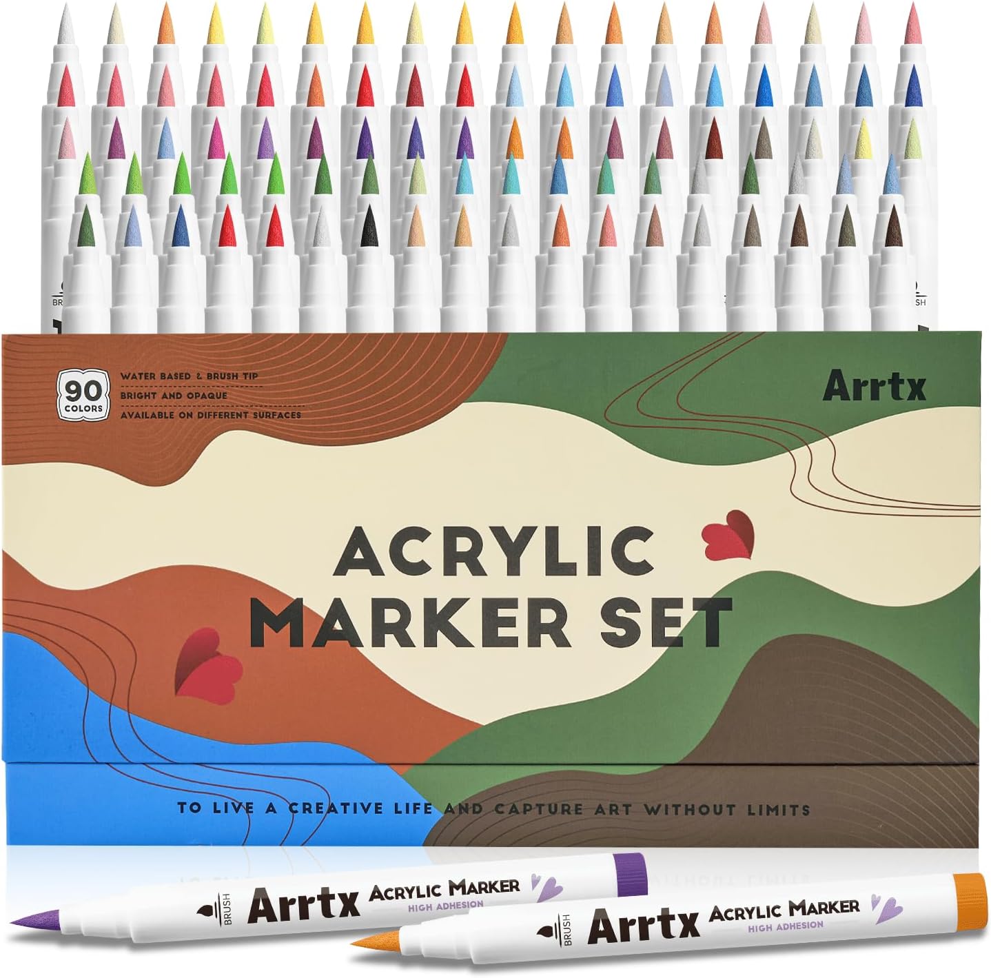 Amazon.com: Arrtx Acrylic Pens Paint Markers 32 Colors, Dual Tip ...