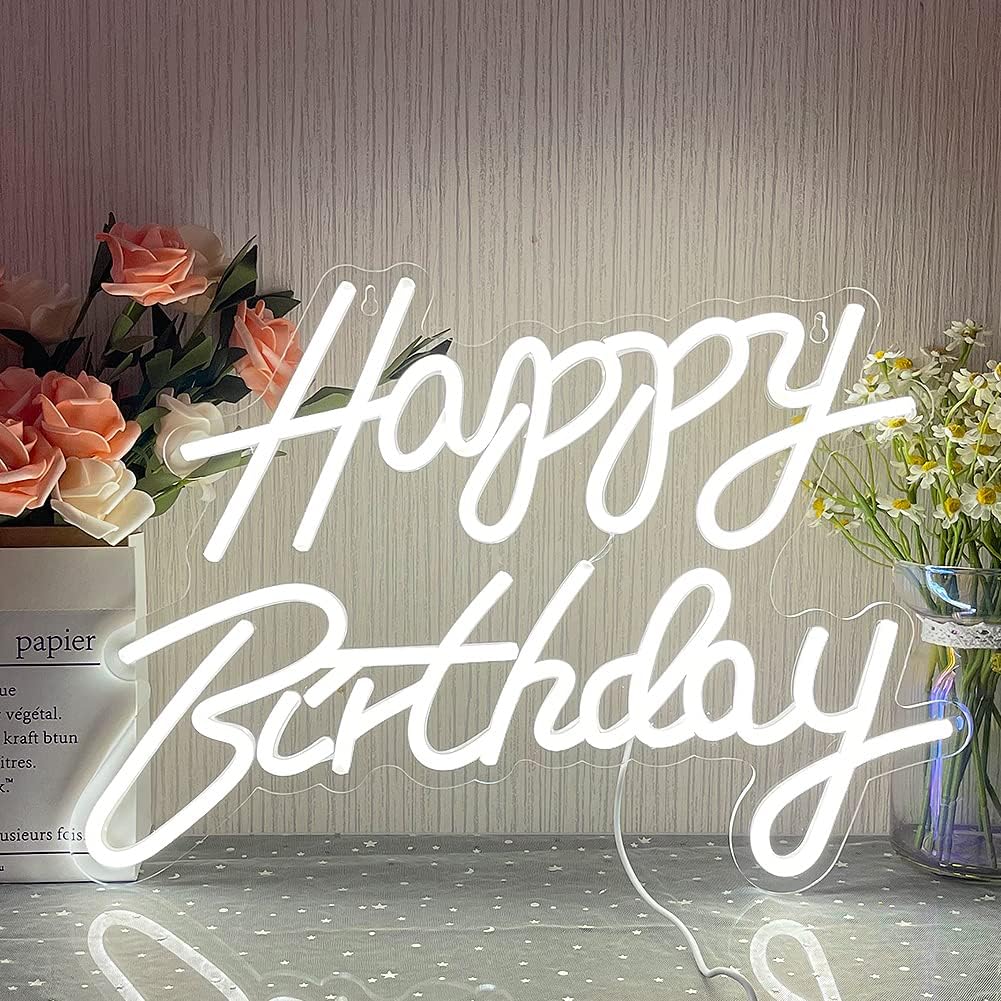 Amazon.com : 30x8 Inch Happy Birthday LED Neon Sign for Backdrop Decor ...