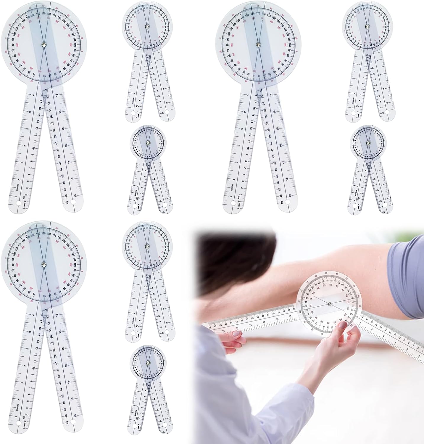 3 Pcs of 6/8/12 Inch Goniometer Protractor Set,Angle Measurement Tool ...