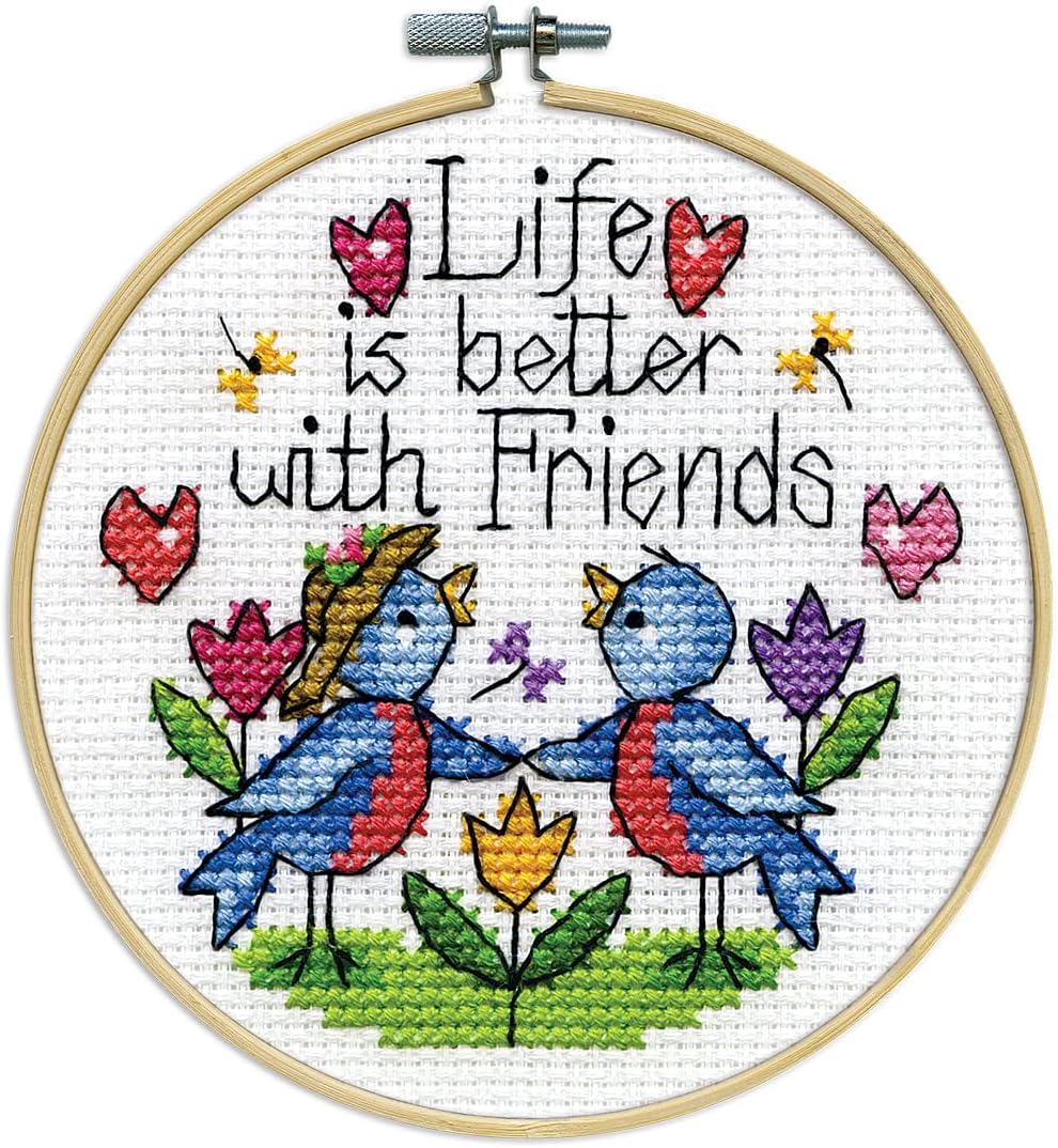 Design Works Crafts Hoop, Friends Counted Cross Stitch Kit : Amazon.ca ...