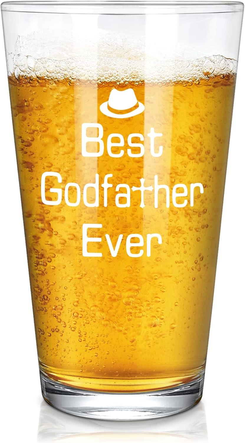 Amazon.com | Modwnfy Godfather Gift, Best Godfather Ever Beer Glass ...
