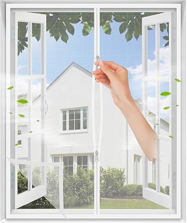 MAGICDOOR Window Fly Screen with Two-Way Zipper 105x80cm, White ...