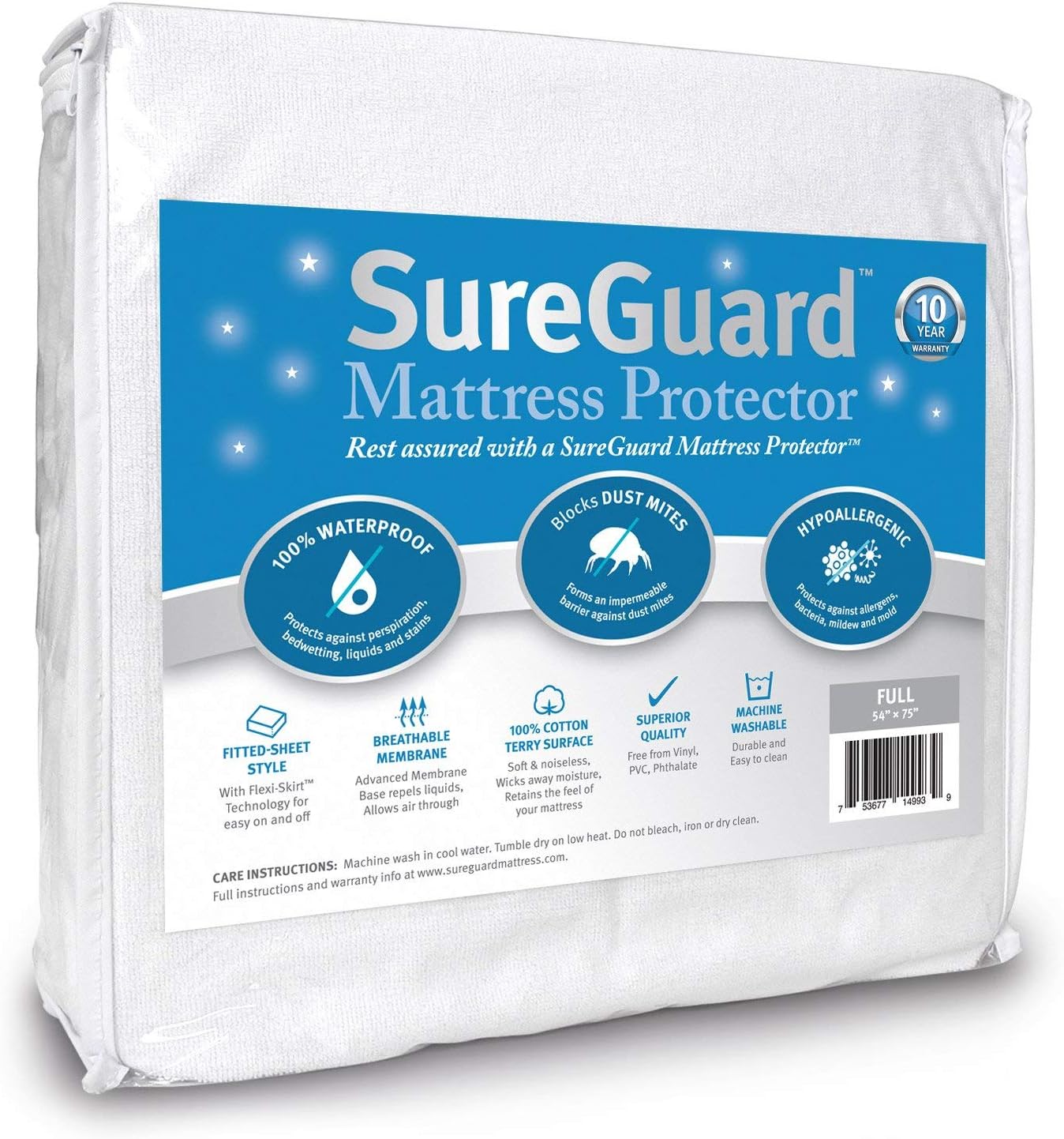 Amazon.com: SureGuard Full Size Mattress Protector - 100% Waterproof ...