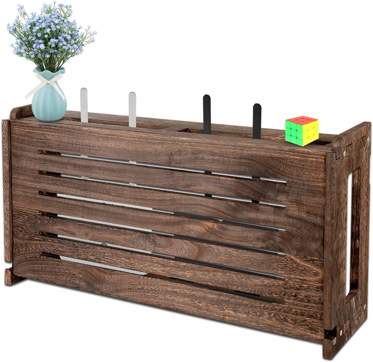 Amazon.com: TRUKD HUALU Wooden Router Shelf Wall Mount WiFi Router ...