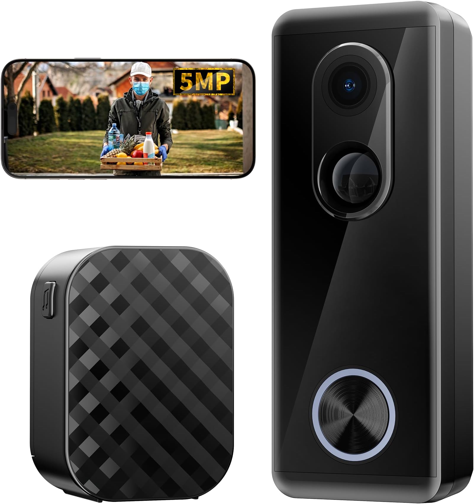 Amazon.com: JOOAN 2K Wireless Video Doorbell Camera Rechargeable No ...
