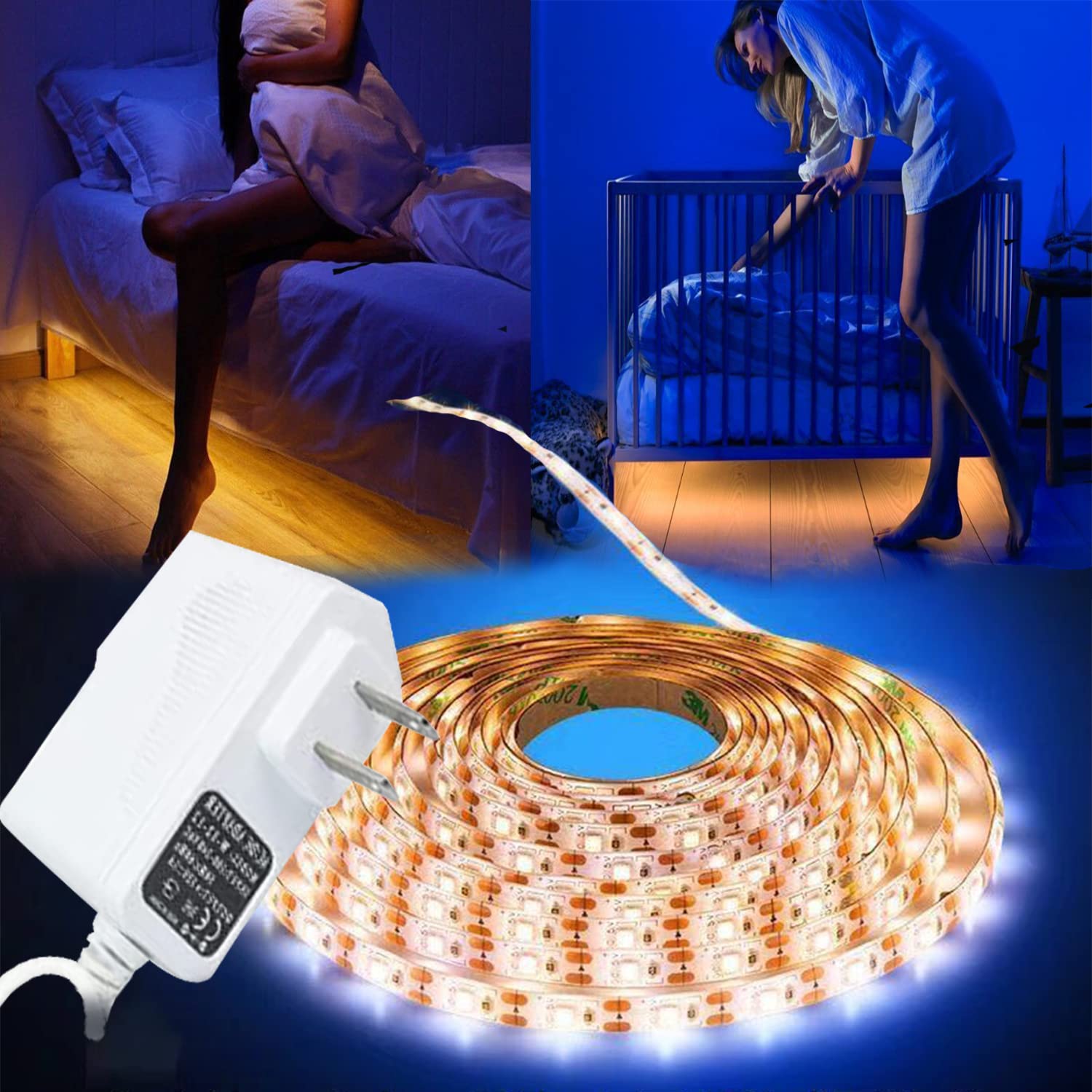Buy Warm White Motion Activated LED Light Strip Under Bed, Bed Night ...