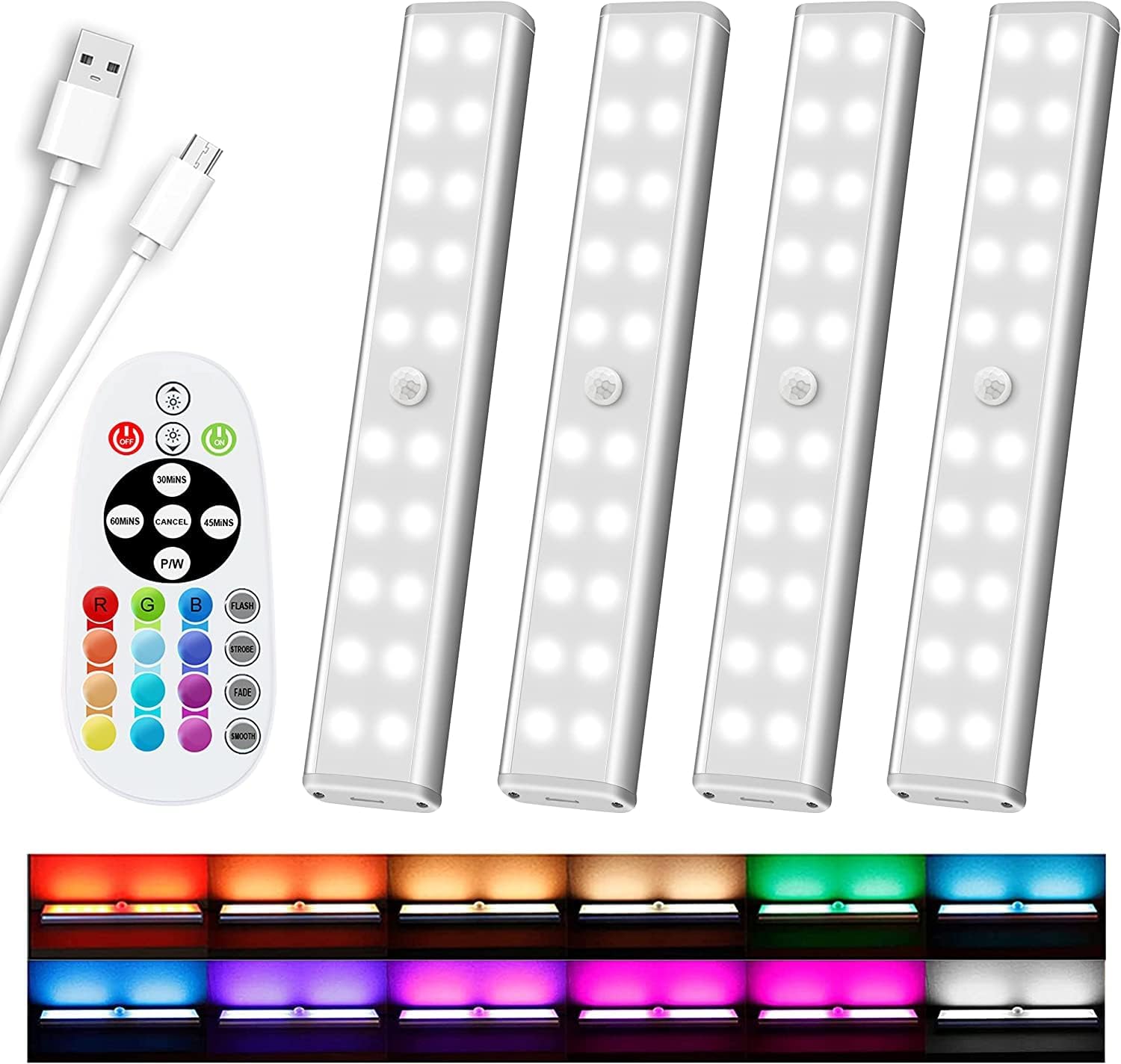 ProMet Under Cabinet 48 LED RGB Remote Controlled Dimmable Lighting ...