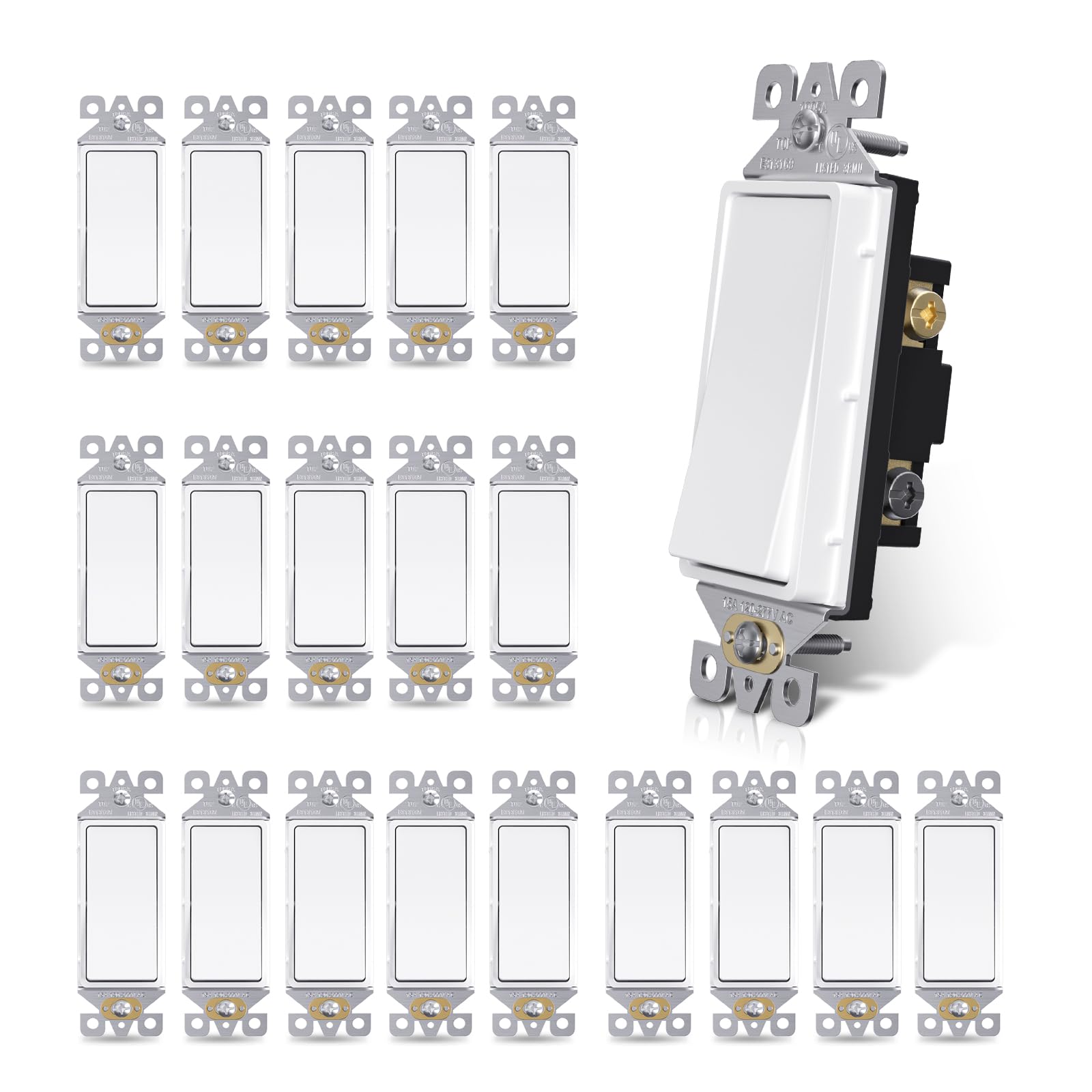 Snapklik.com : AIDA Matte White 3 Way Light Switch, Rocker Decorator ...