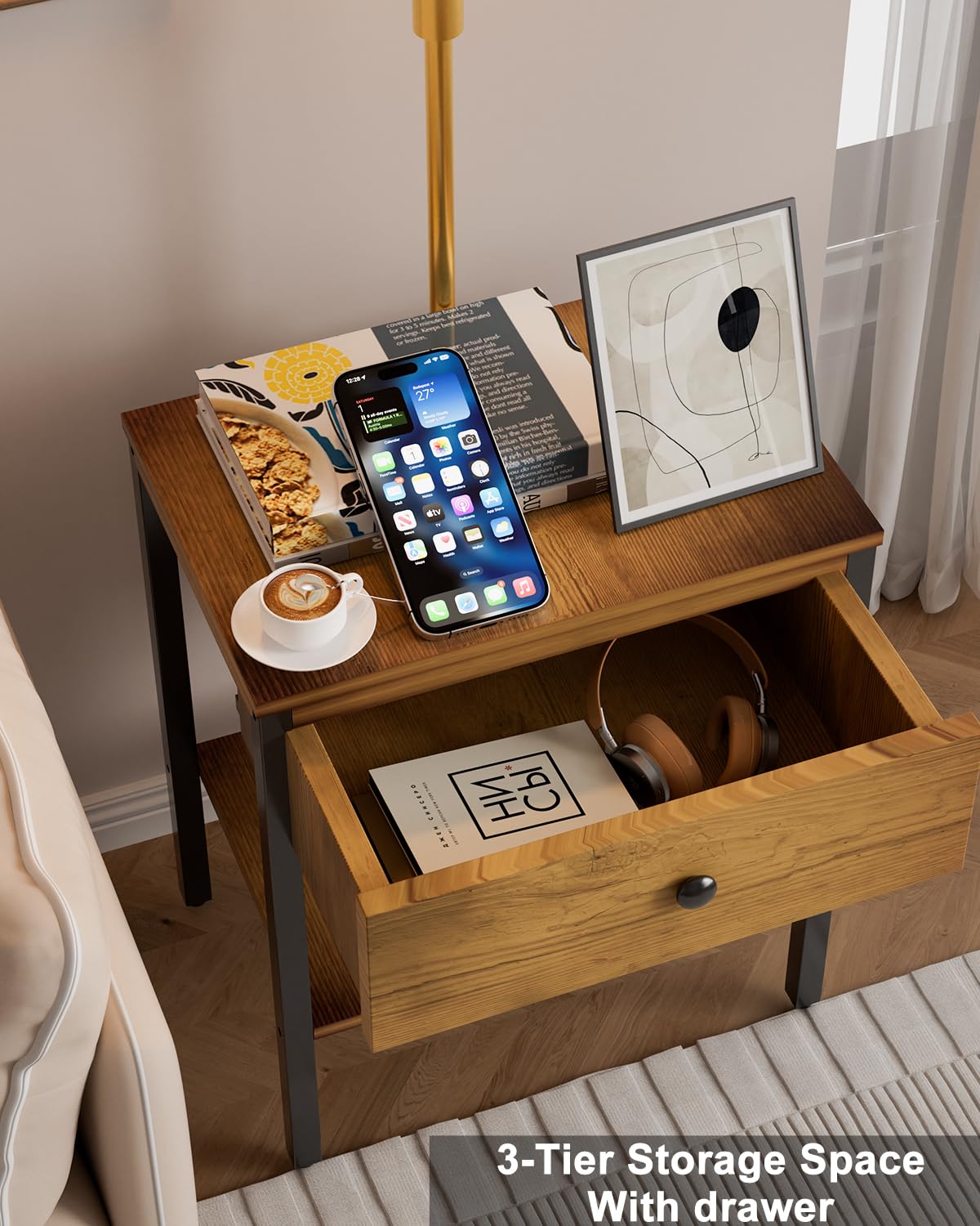 Adjustable End Table With Lamp Attached ANTLUX LED Floor Lamp With End