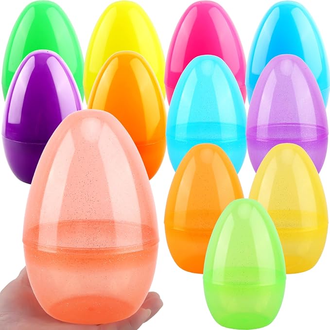 Amazon.com: 12 Pack 8 Inch Jumbo Easter Egg Sparkling Giant Colorful ...