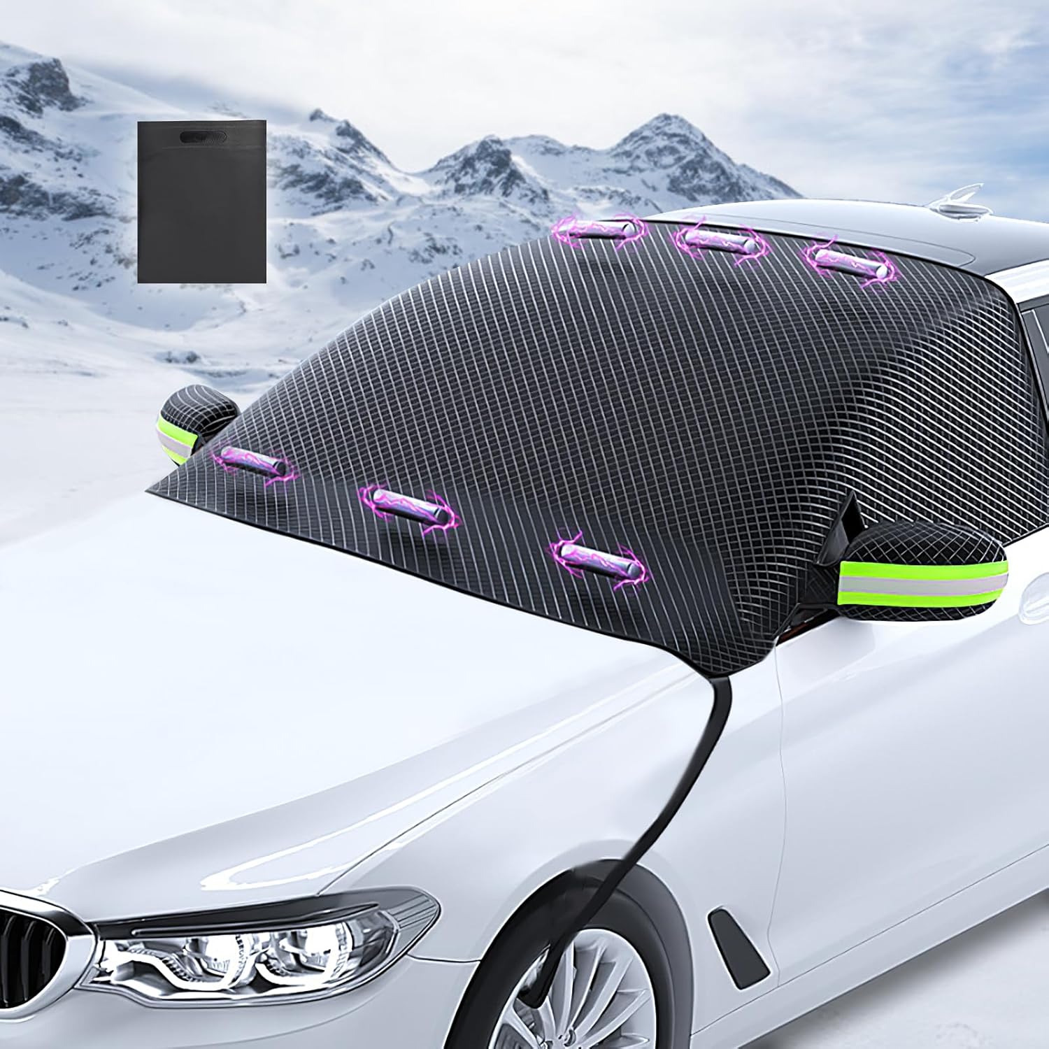 Jalann Car Windscreen Cover for Winter, Magnetic Car Windscreen Snow ...