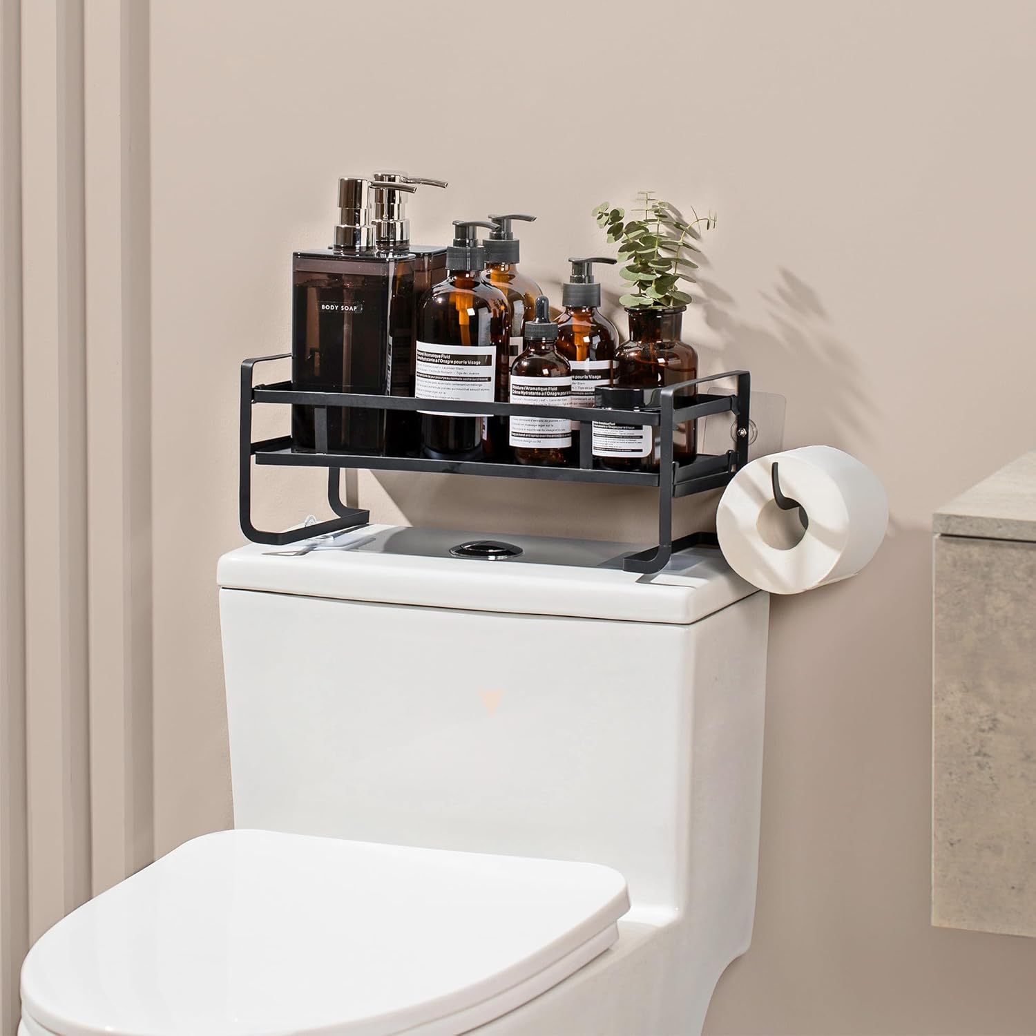 Amazon.com: Marmolux Matte Black Single Shelf Over Toilet Storage ...