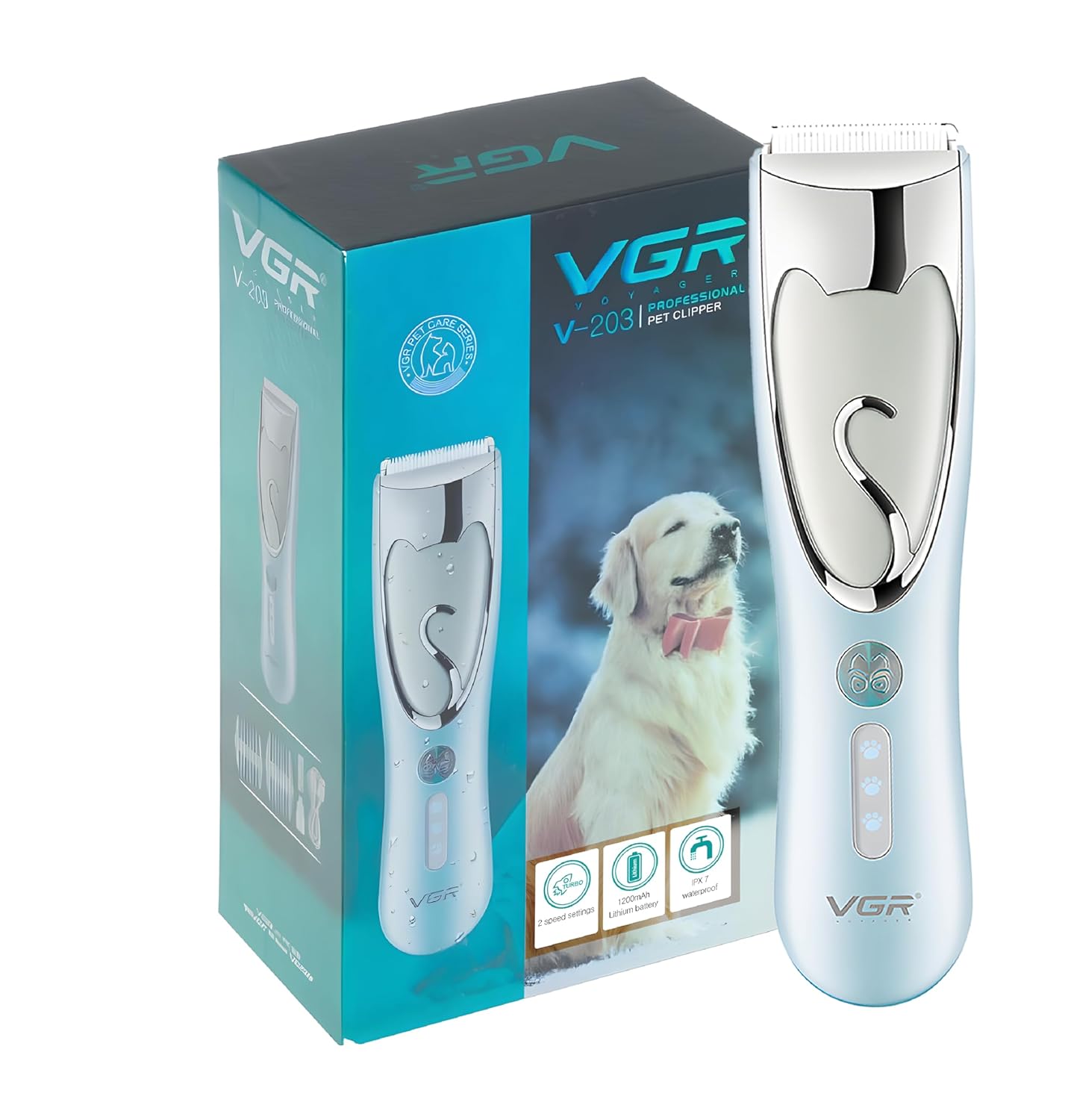 VGR V-203 Professional Waterproof Pet Clipper | IPX7 Rated | Whisper ...