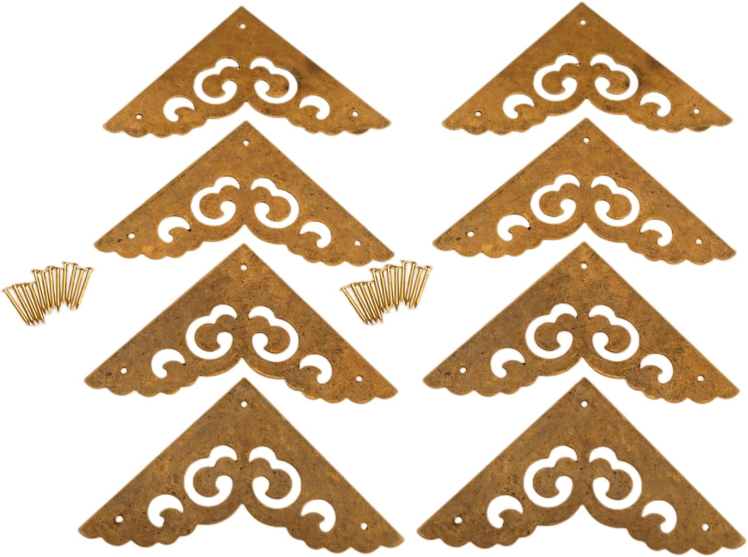 Amazon.com: Tiazza 8Pcs Antique L Shape Brass Flat Corner Bracket Joint ...