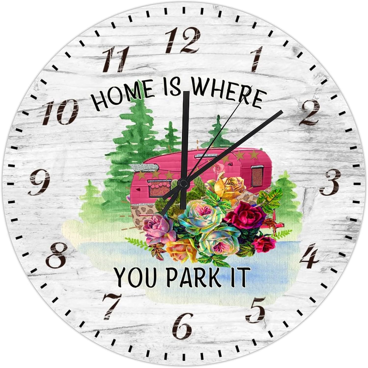 Amazon.com: 10 Inch Camping Wall Clock Home is Where You Park it Wood ...