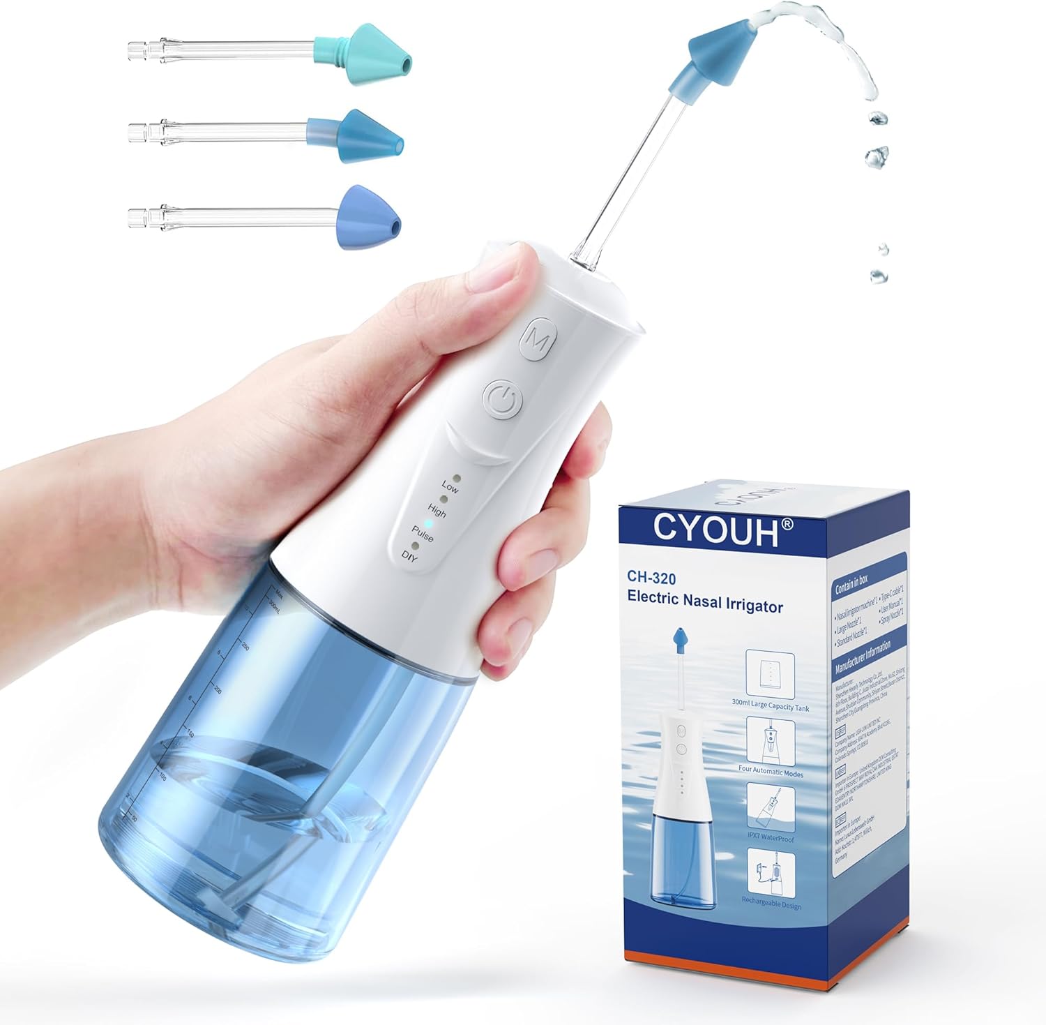 CYOUH Nasal Irrigation System - Electric Neti Pot Sinus Rinse Machine ...