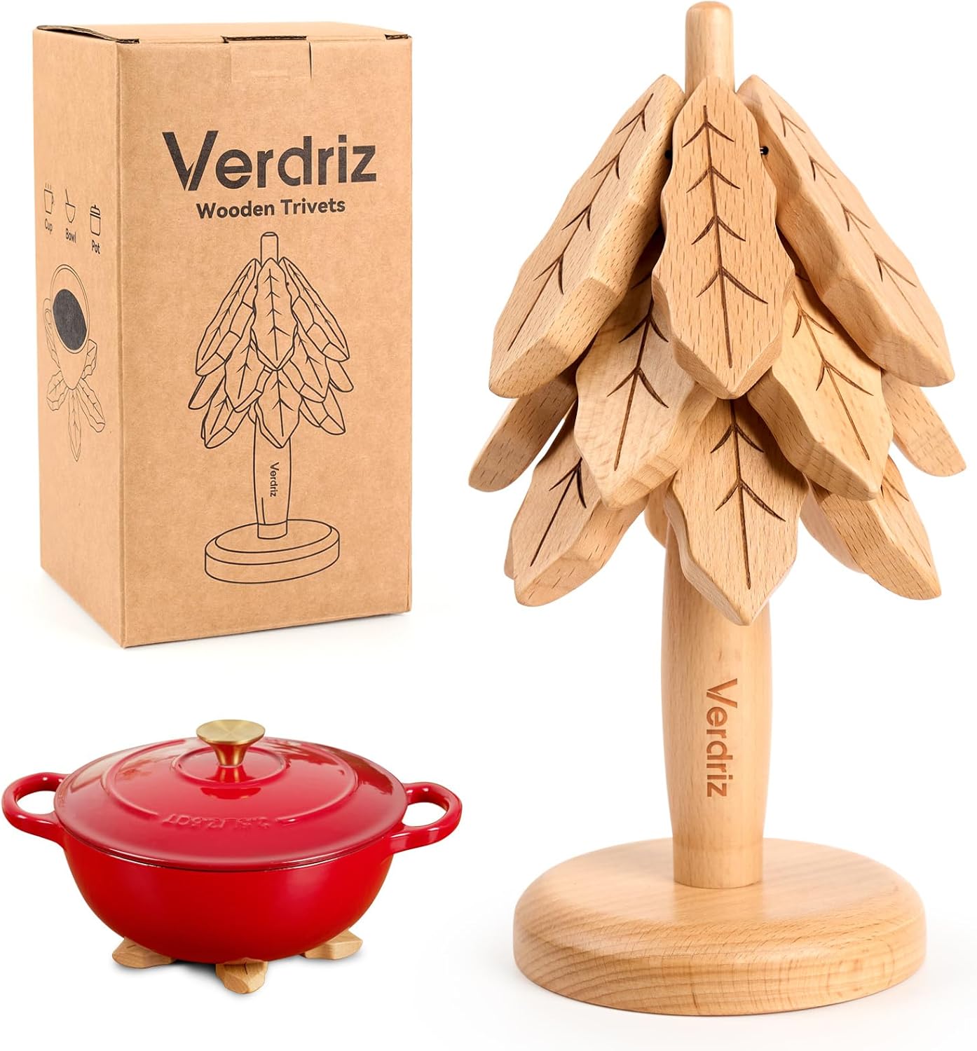 Amazon.com: Verdriz Wooden Trivets for Hot Dishes, Wooden Tree Coasters ...