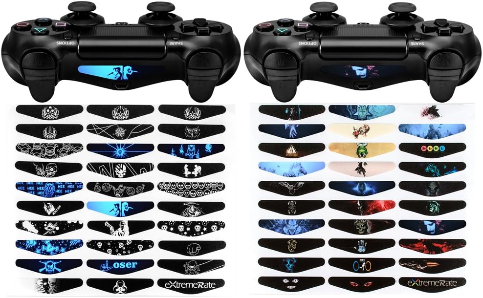 eXtremeRate® 60pcs/Set Vinyl Reuseable Light Bar Decal Stickers for ps4 ...