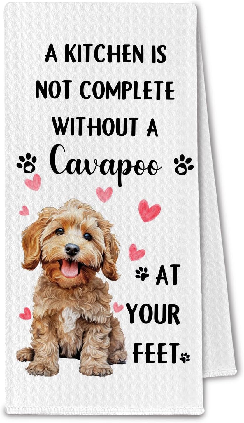 Amazon.com: ChissNook Cavapoo Dog Kitchen Towels, A Kitchen is Not ...