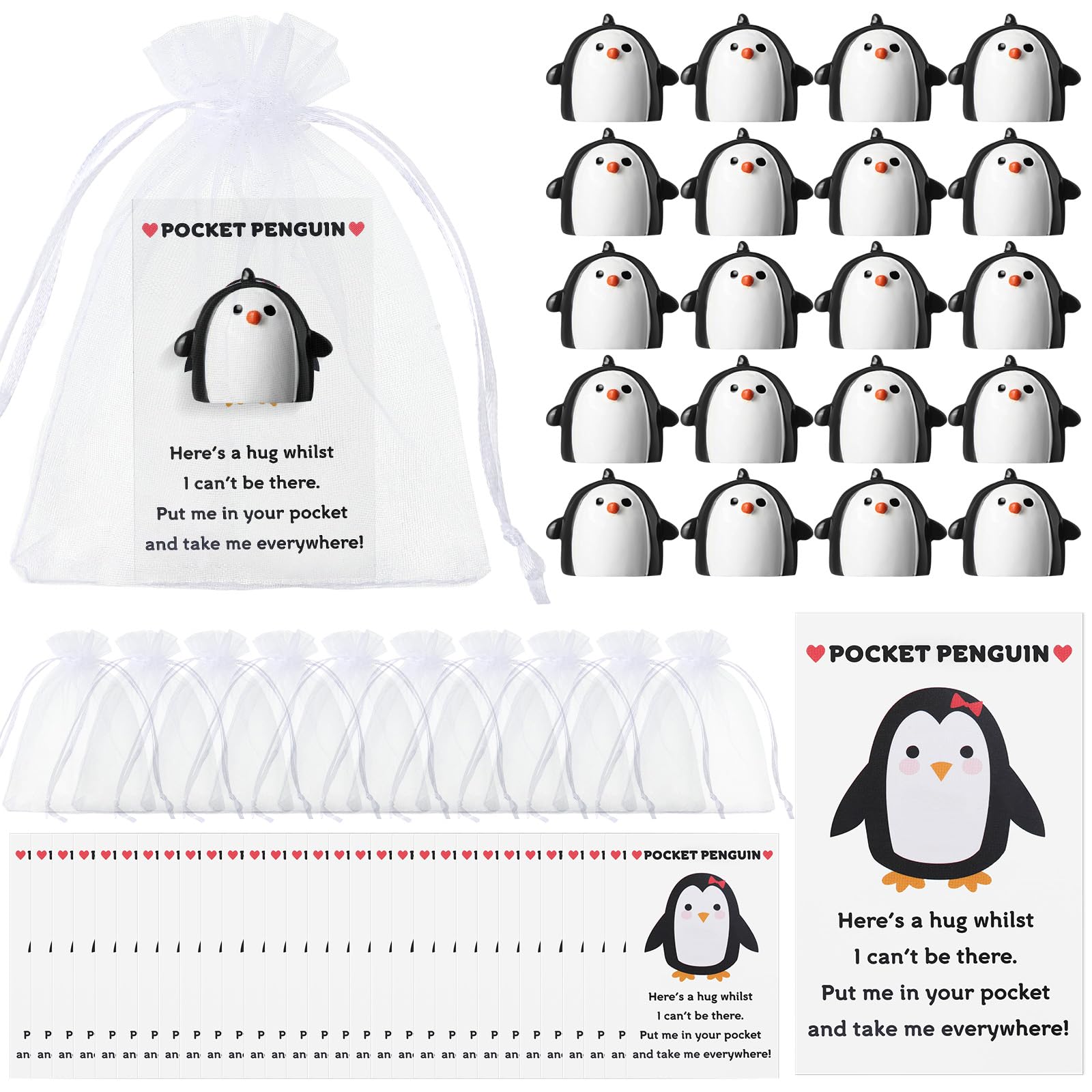 Amazon.com: Seenelling 20 Pcs Inspirational Penguin Gifts Pocket Hug ...