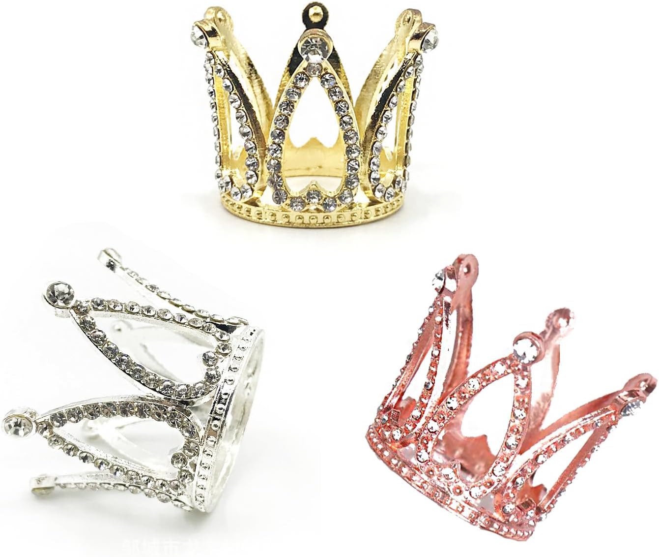 Amazon.com: 3 Pieces Crown Cake Topper, Princess Little Crown Heart ...