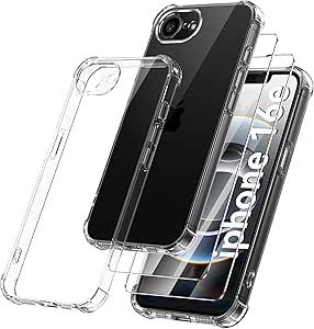 Qasyfanc 3 in 1 Phone Case Compatible with Apple iPhone 16e 2025 Case and 2 Pack Tempered Glass ...