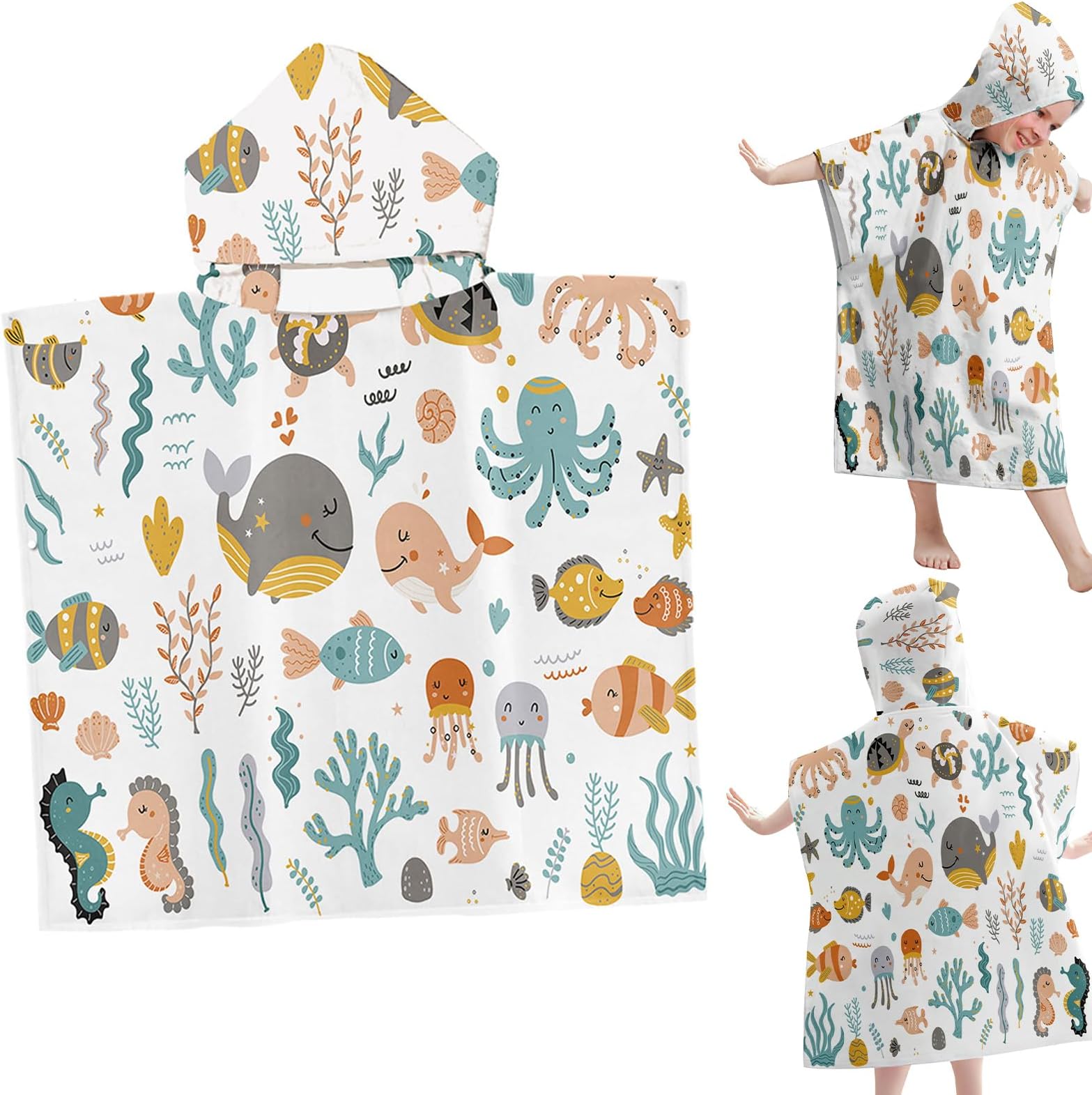 FZSECRIU 60 * 120cm Badeponcho für Kinder und Baby, Poncho Handtuch ...