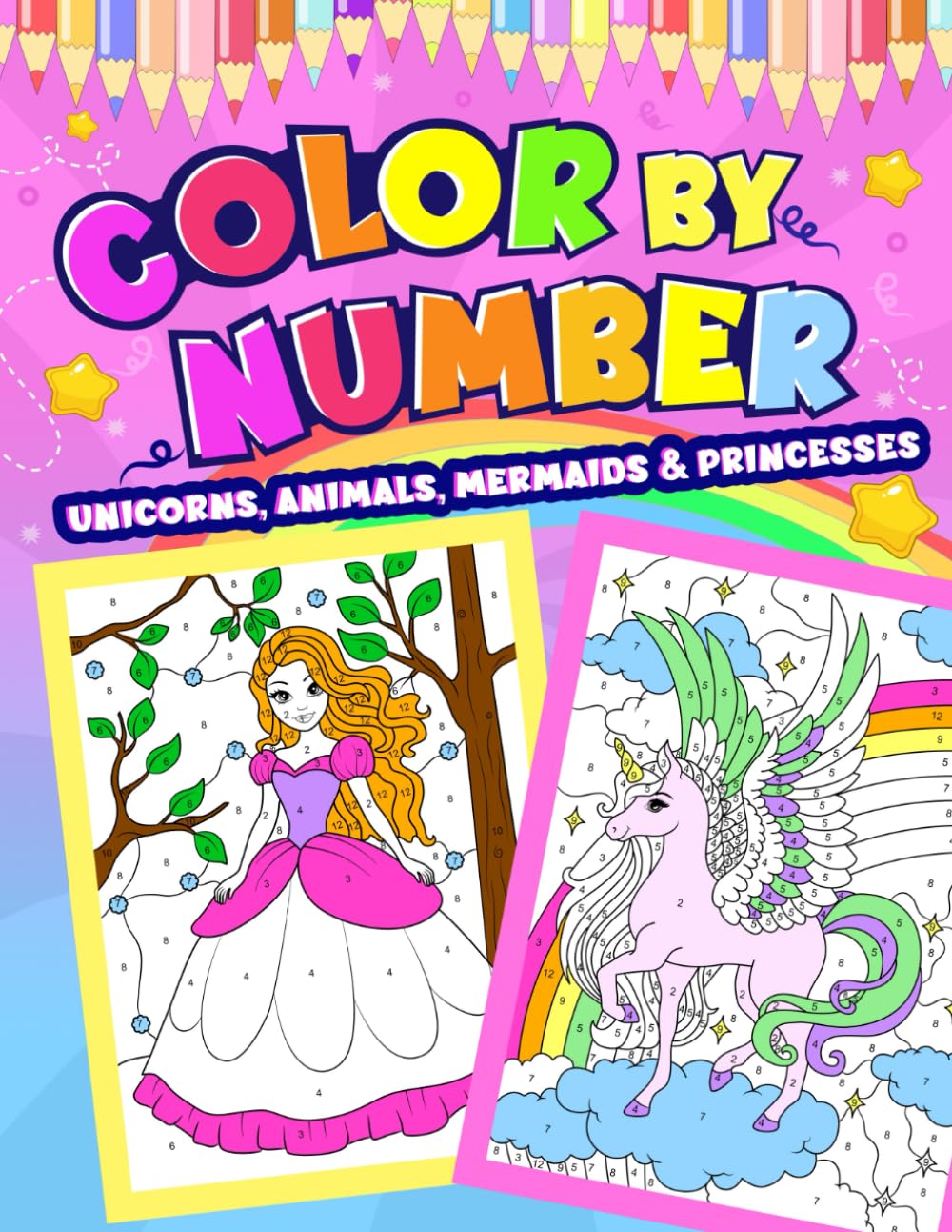 Amazon.com: Color by Number for Kids - Unicorns, Animals, Mermaids and ...
