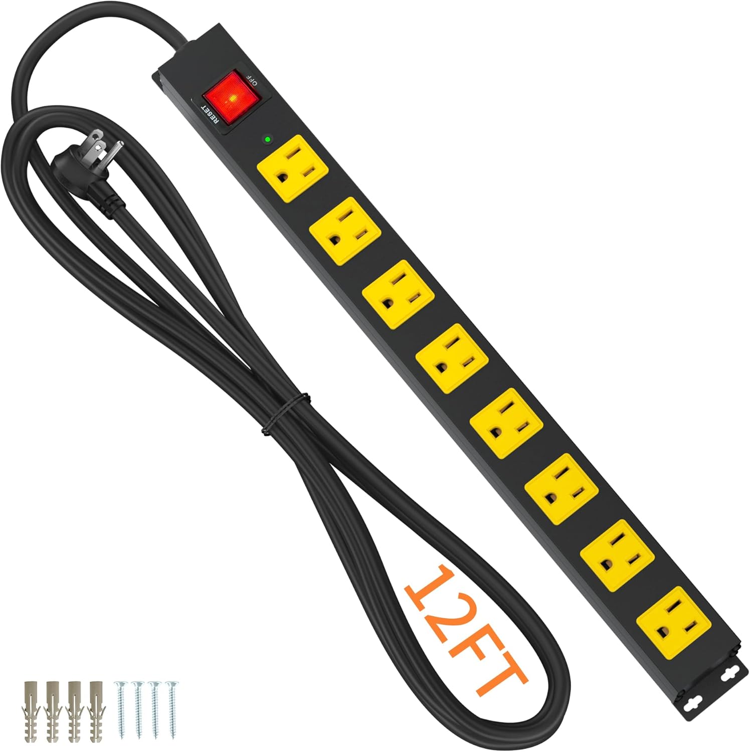 Amazon.com: 8 Outlet Power Strip 2100J Surge Protector, 12FT Heavy Duty ...