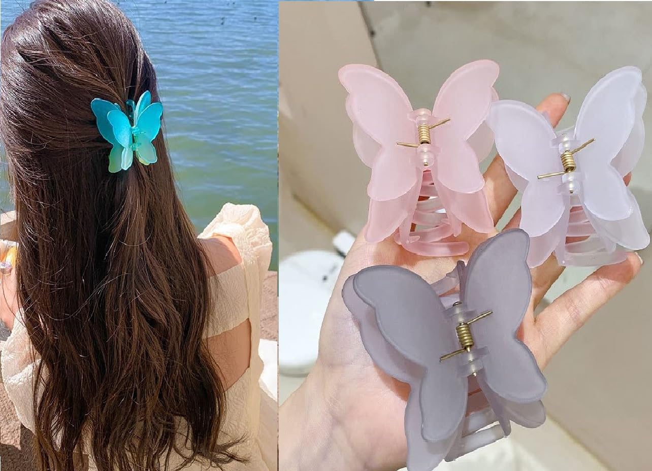 AJ Fashion Women & Girls Korean Butterfly Hair Claw Clip/Double ...